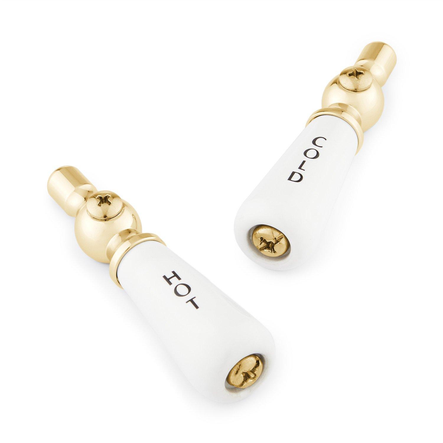 Small Porcelain Lever Handles - Pair of 2 - Polished Brass | Signature ...
