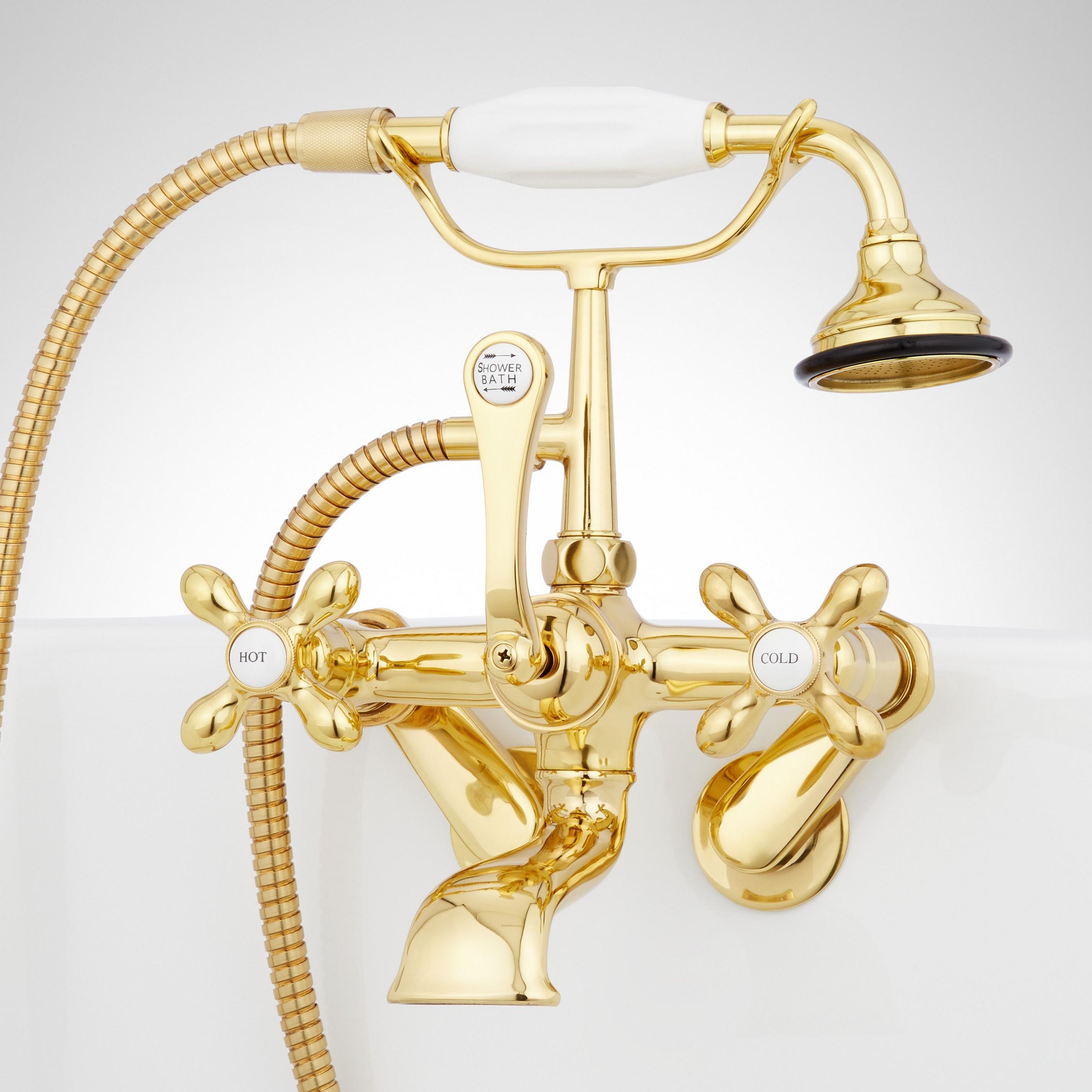 Tub Wall-Mount Telephone Faucet and Hand Shower - Cross Handles ...