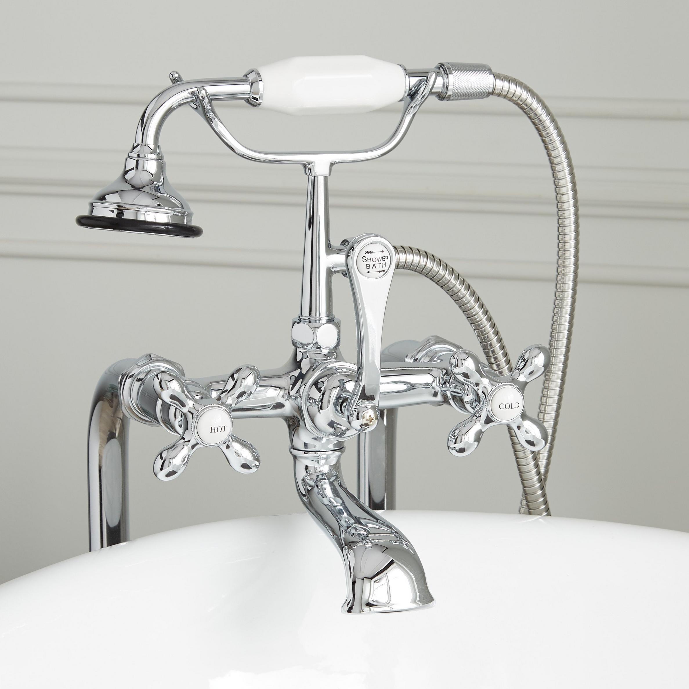 Freestanding Telephone Tub Faucet, Supplies & Valves - Cross Handles ...