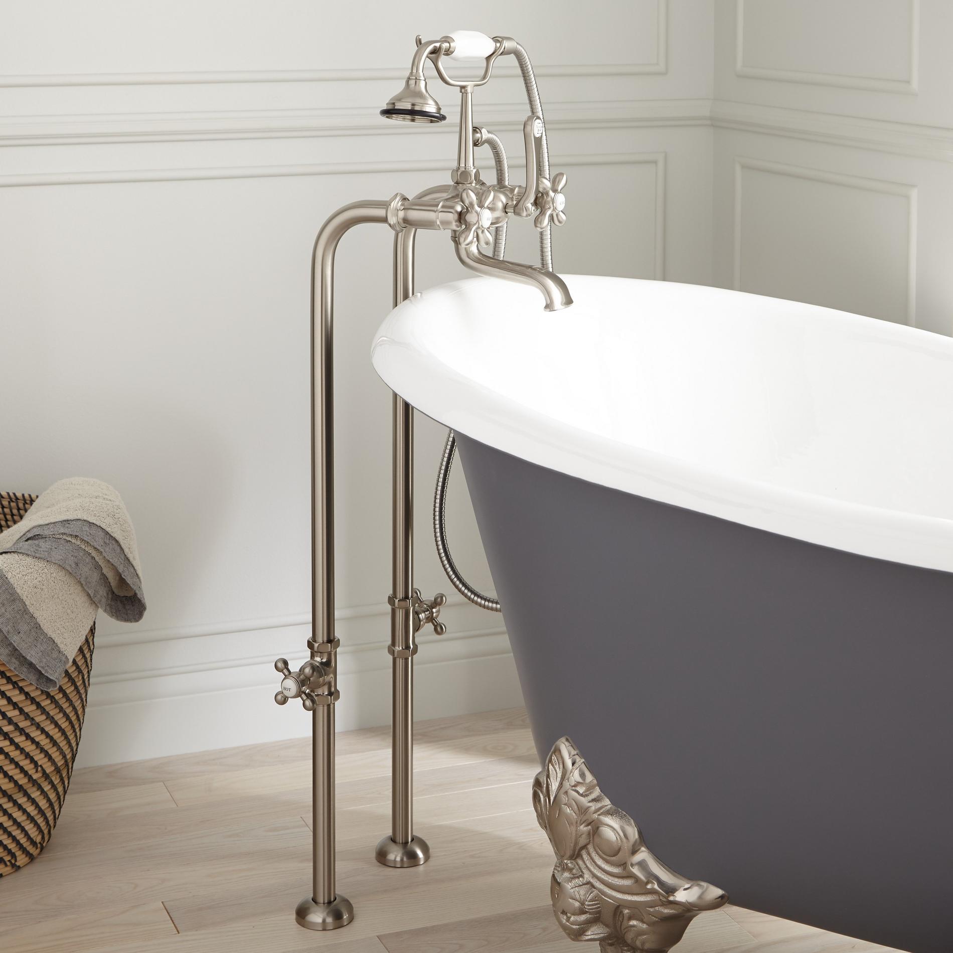 Freestanding Telephone Tub Faucet, Supplies & Valves - Cross Handles ...