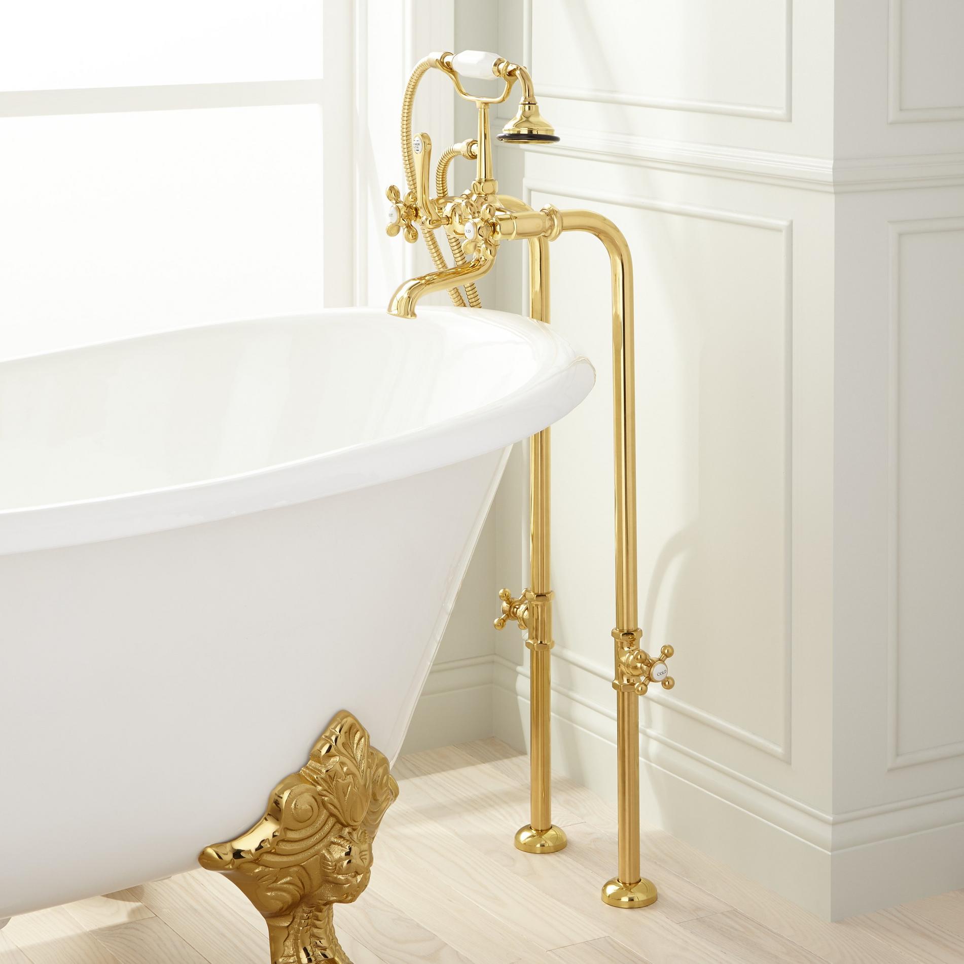 Freestanding Telephone Tub Faucet, Supplies & Valves - Cross Handles ...
