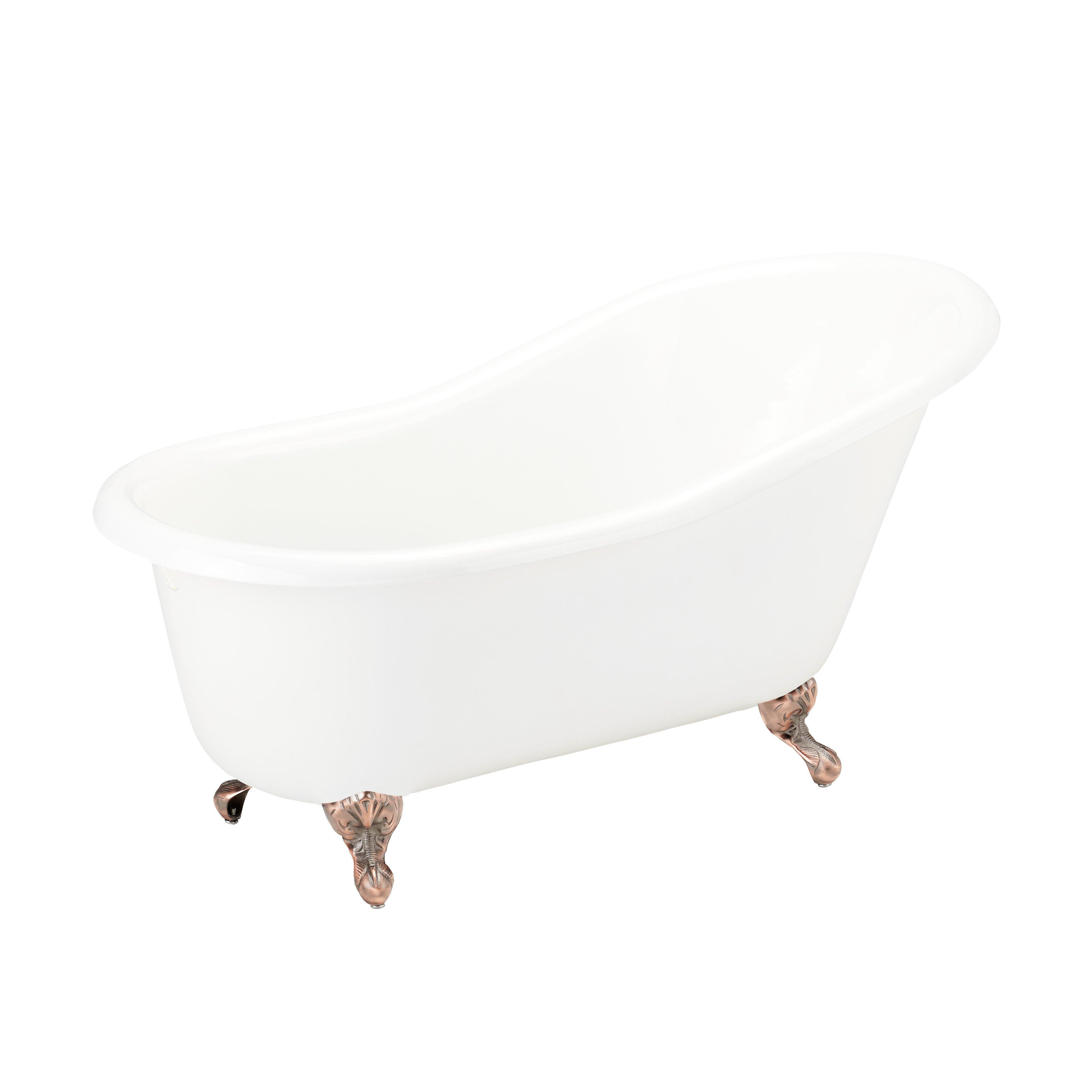 57" Erica Cast Iron Clawfoot Tub - Oil Rubbed Bronze Claw Feet - Roll ...