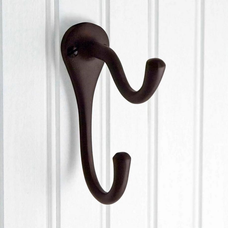 Solid Bronze Small Double Coat Hook - Bronze Patina | Signature Hardware