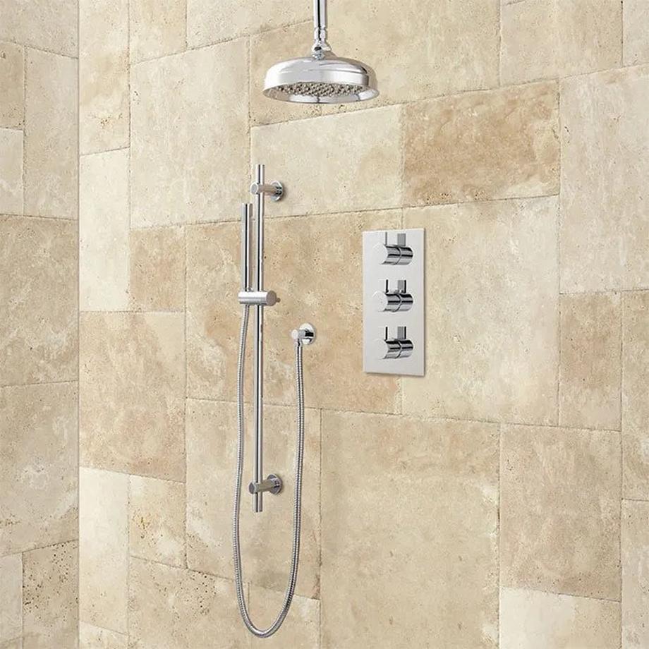 Cooper Thermostatic Exposed Pipe Shower with Hand Shower - Brushed ...