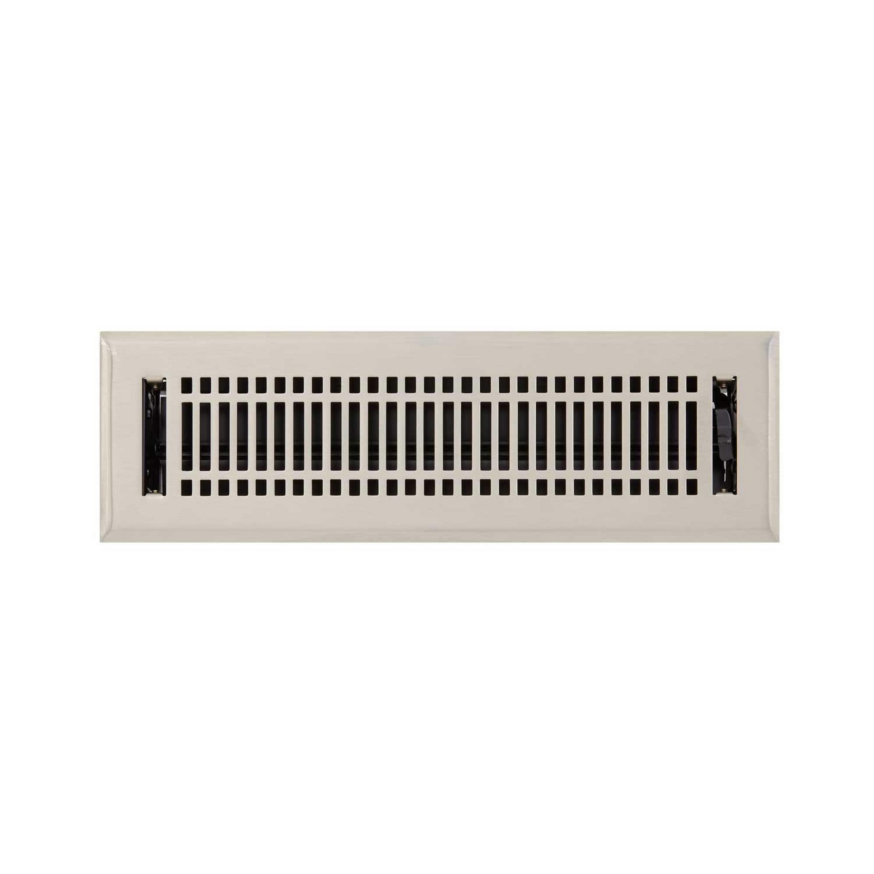 Contemporary Steel Floor Register - Brushed Nickel 2-1/4" x10" (3-1/2 ...