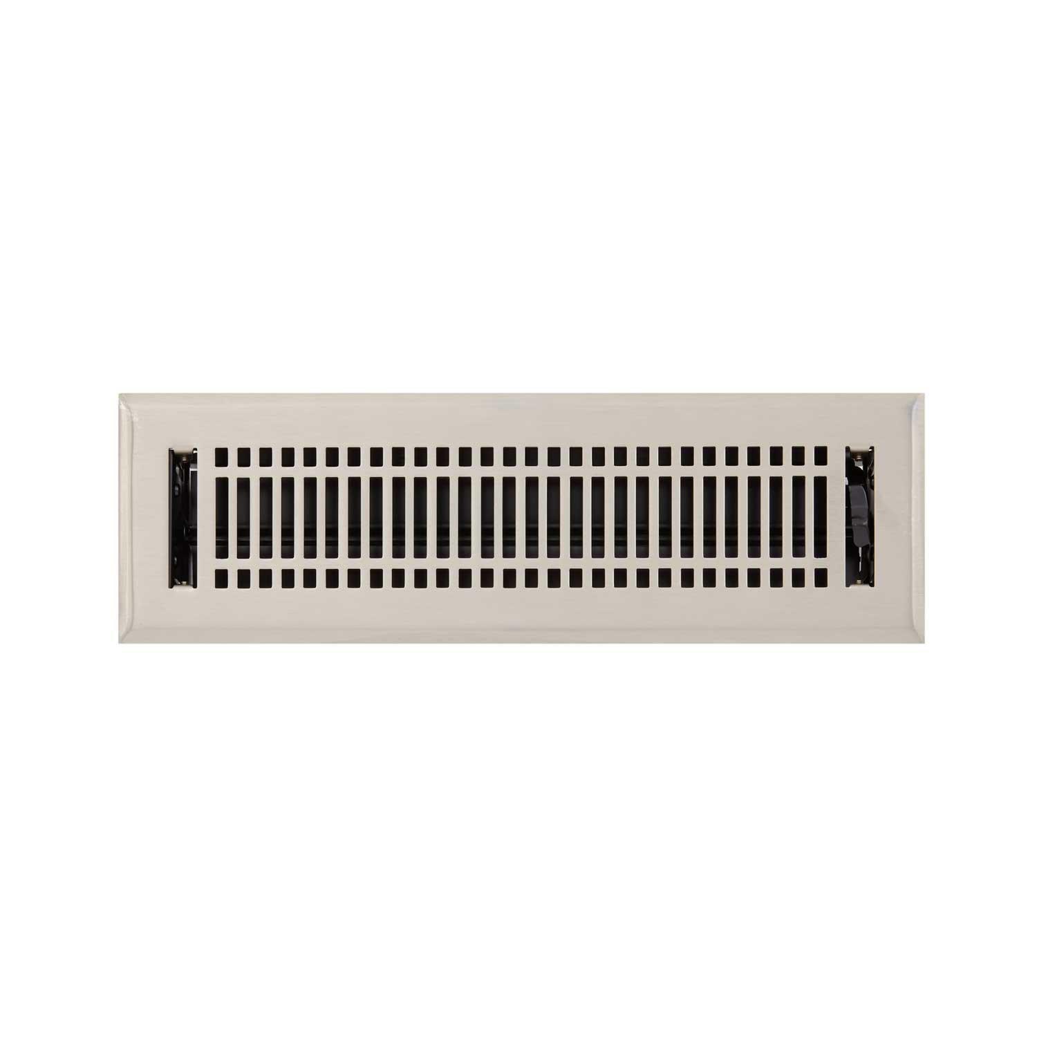 Contemporary Steel Floor Register - Brushed Nickel 2-1/4"x 12" (3-1/2 ...