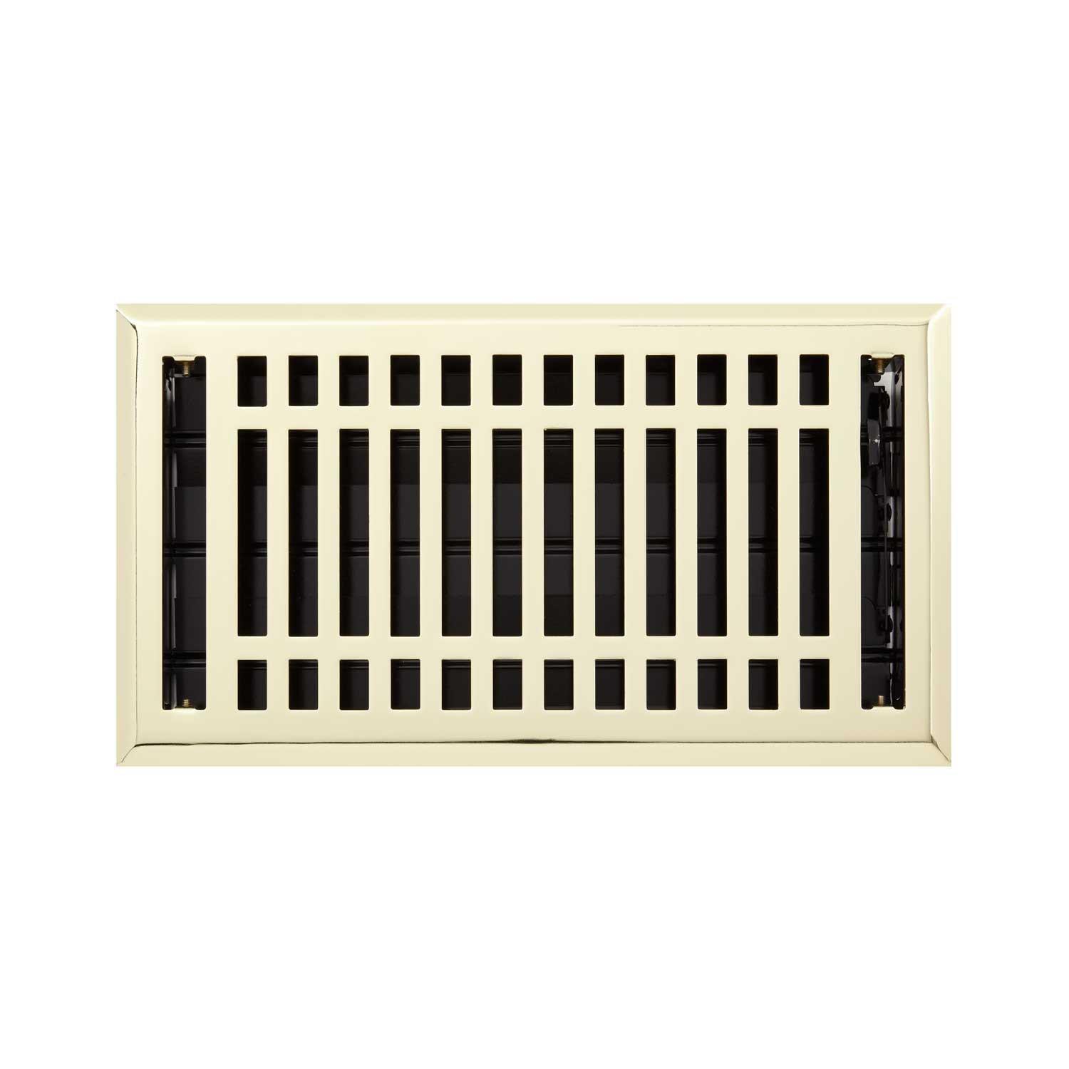 Contemporary Steel Floor Register - Polished Brass 6" x 10" (7-1/4" x ...
