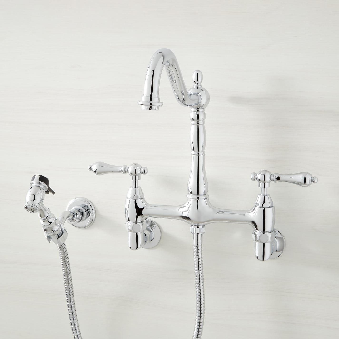Felicity Wall-Mount Kitchen Faucet with Side Spray | Signature Hardware