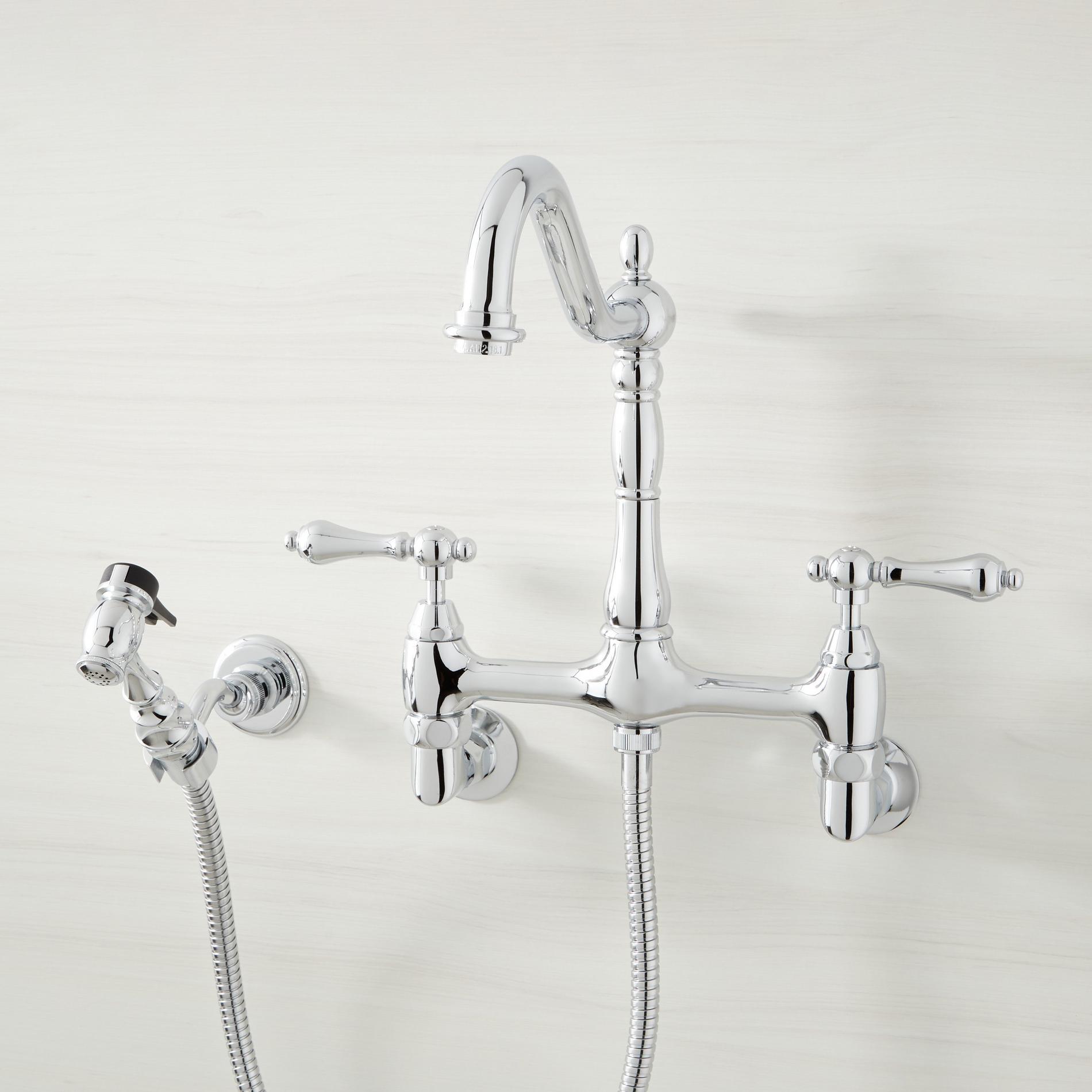 Felicity Wall-Mount Kitchen Faucet with Side Spray | Signature Hardware