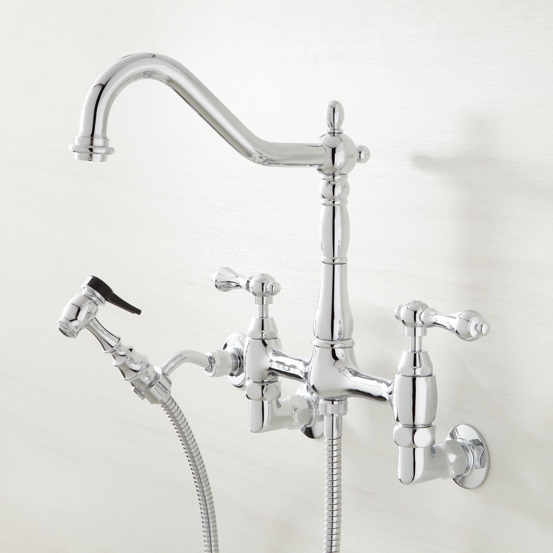 Felicity Wall-Mount Kitchen Faucet with Side Spray | Signature Hardware