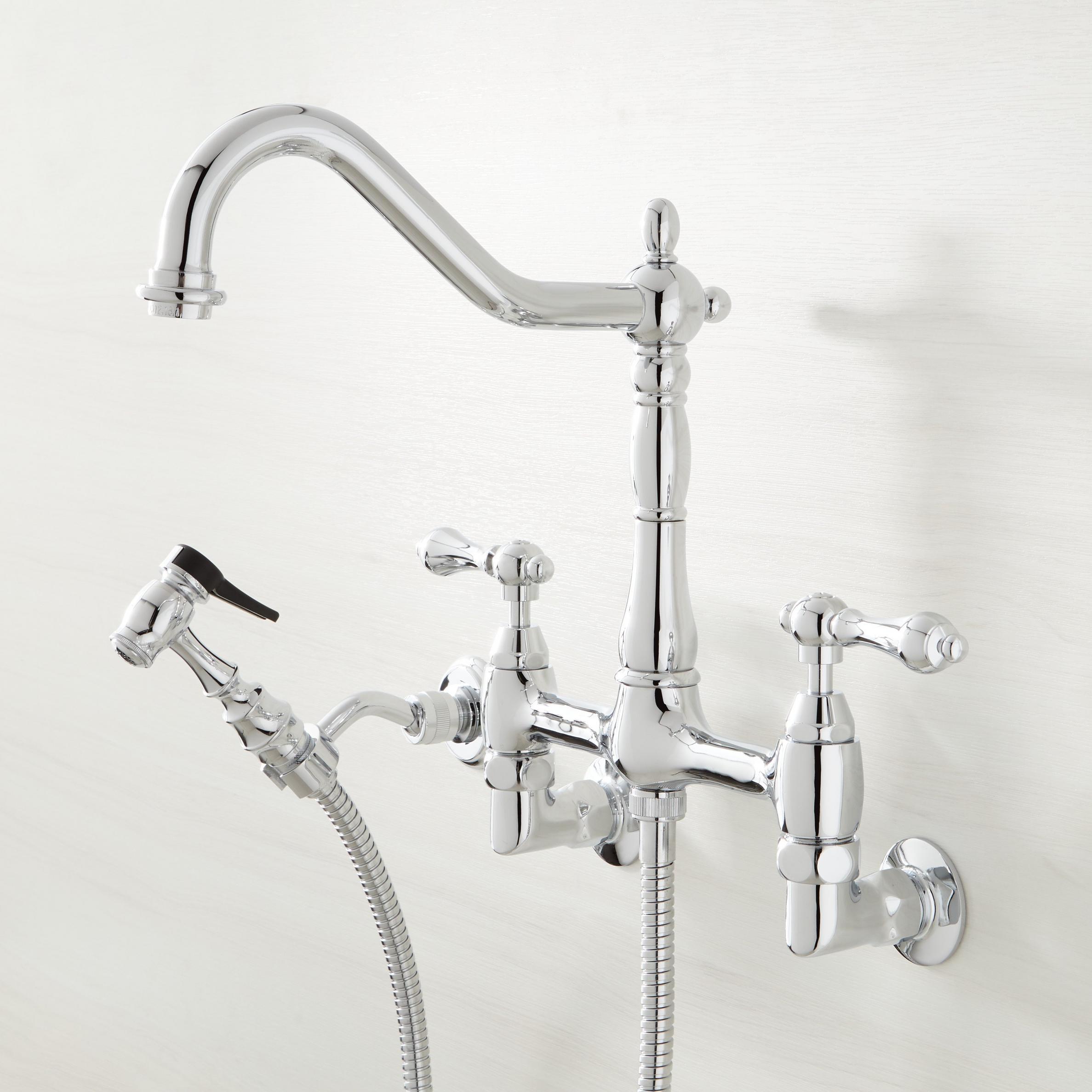 Felicity Wall-Mount Kitchen Faucet with Side Spray | Signature Hardware