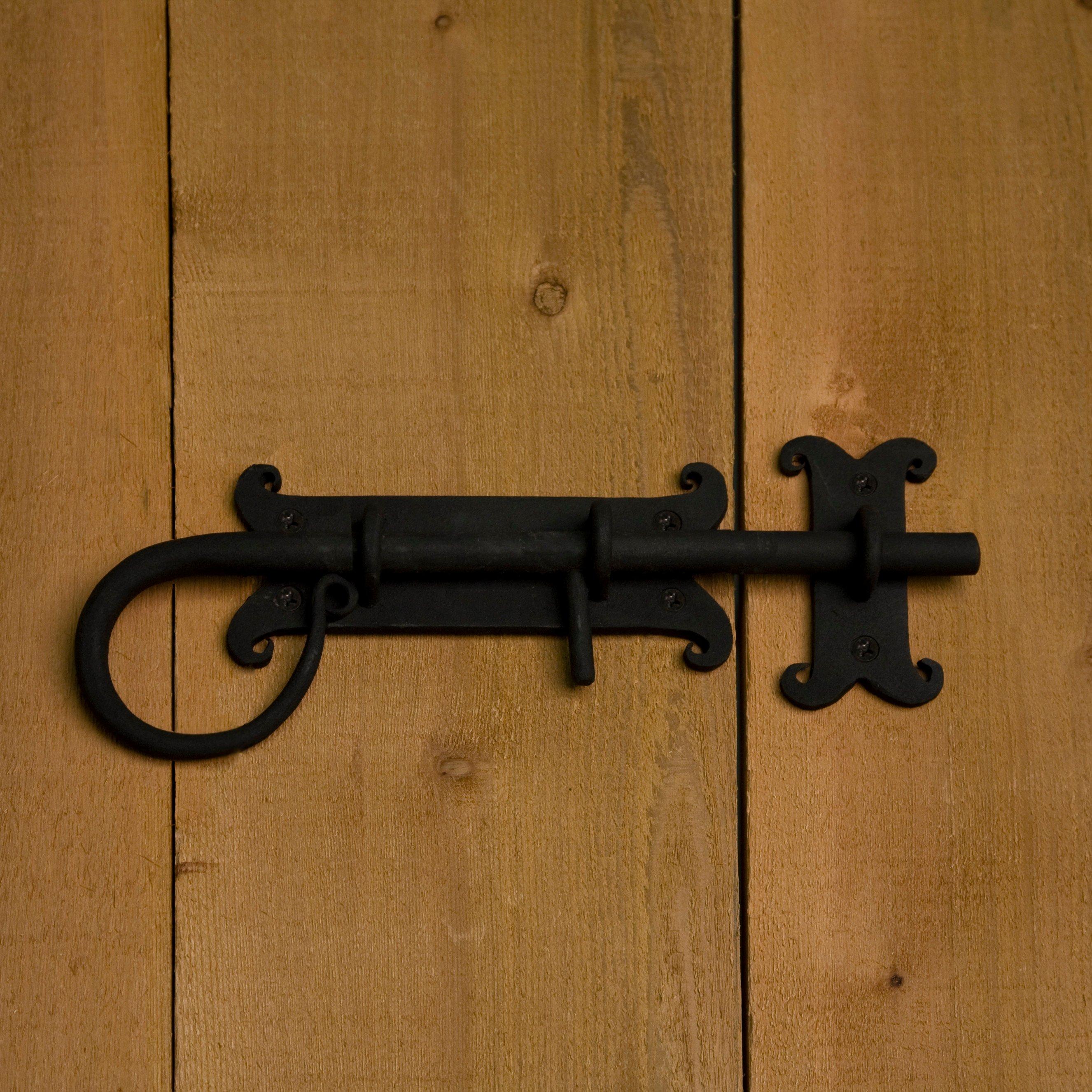 Decorative 12" Iron Sliding Bolt - Black Powder Coat | Signature Hardware