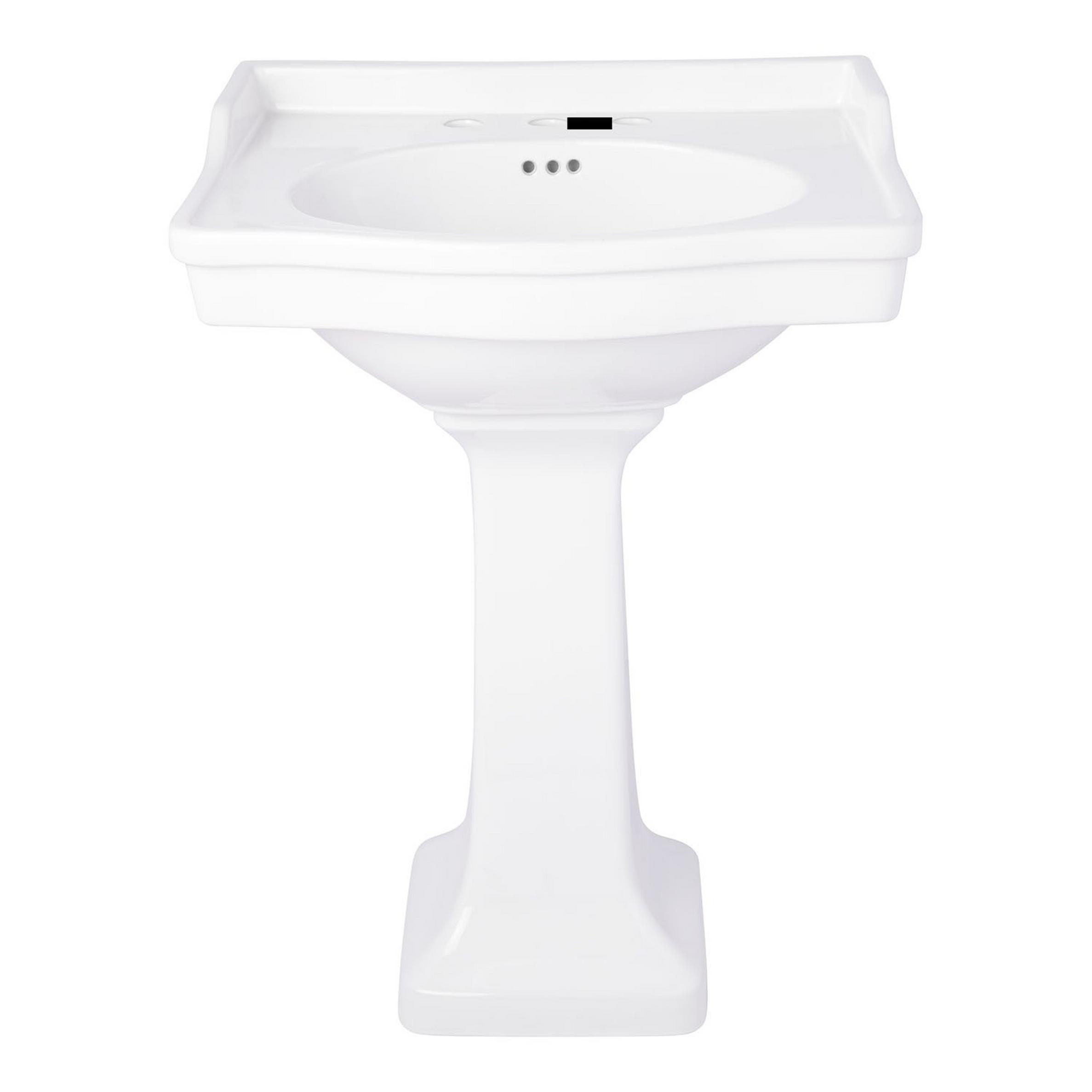 Cierra Porcelain Pedestal Sink - 8" Centers - White | Signature Hardware