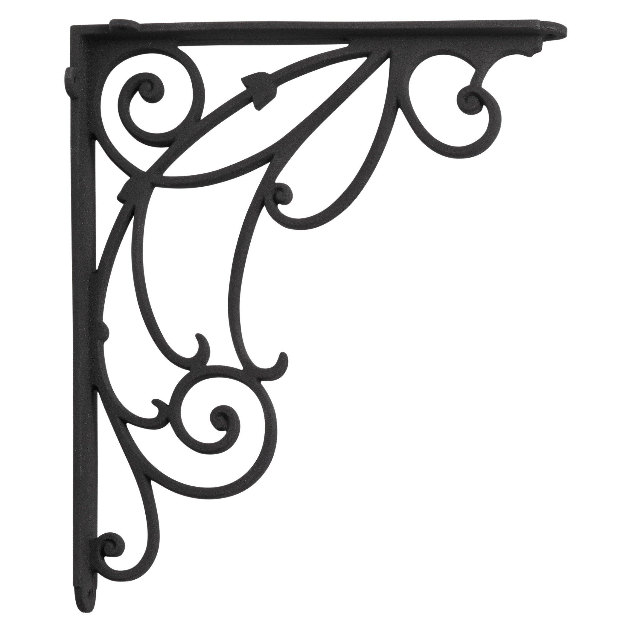 Winding Scrollwork Aluminum Shelf Bracket - Black Powder Coat ...