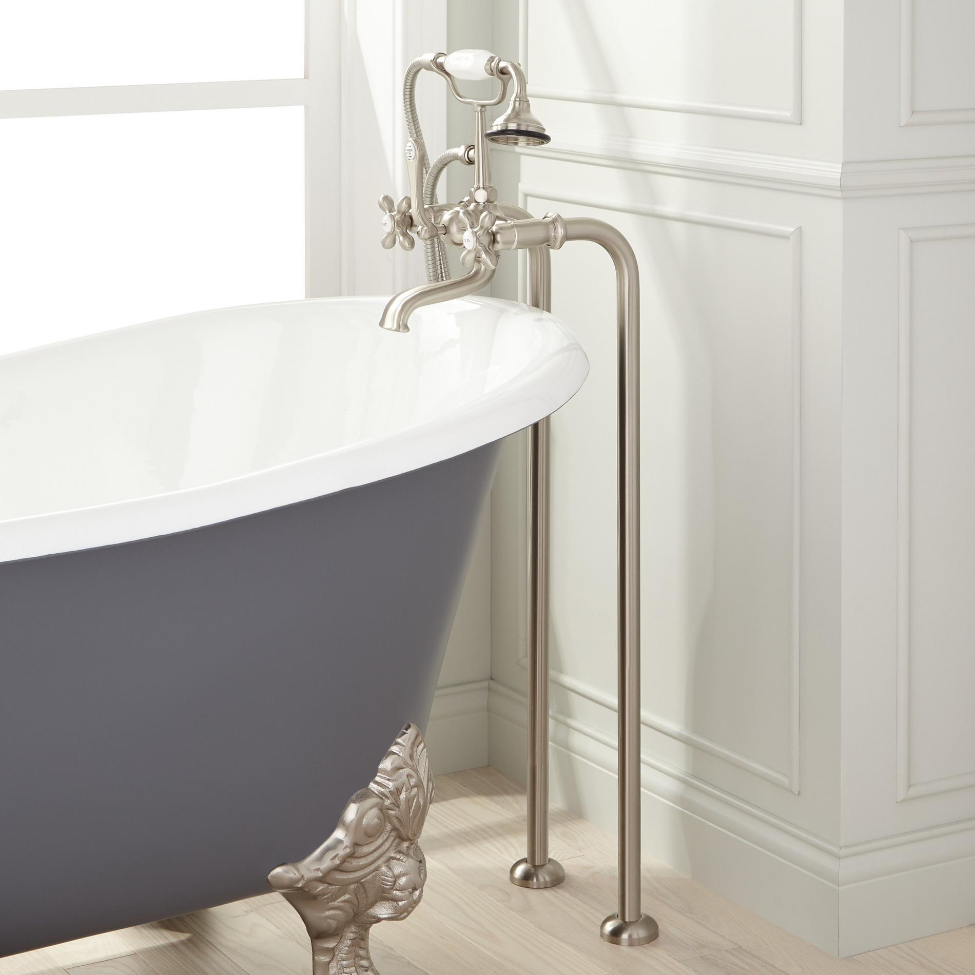 Freestanding Telephone Tub Faucet & Supplies - Cross Handles ...