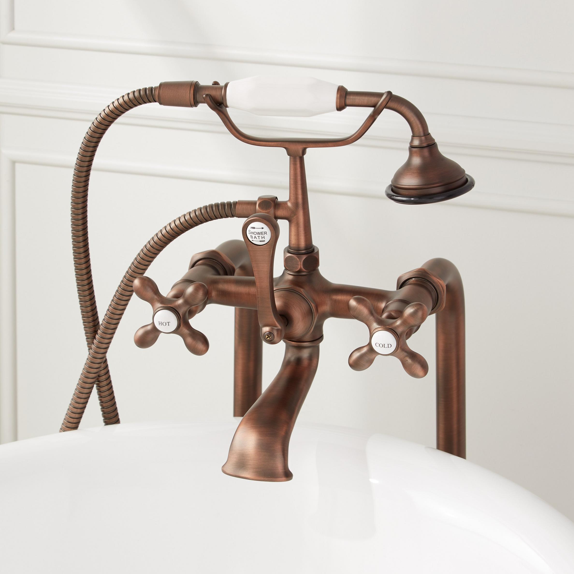 Freestanding Telephone Tub Faucet & Supplies - Cross Handles ...