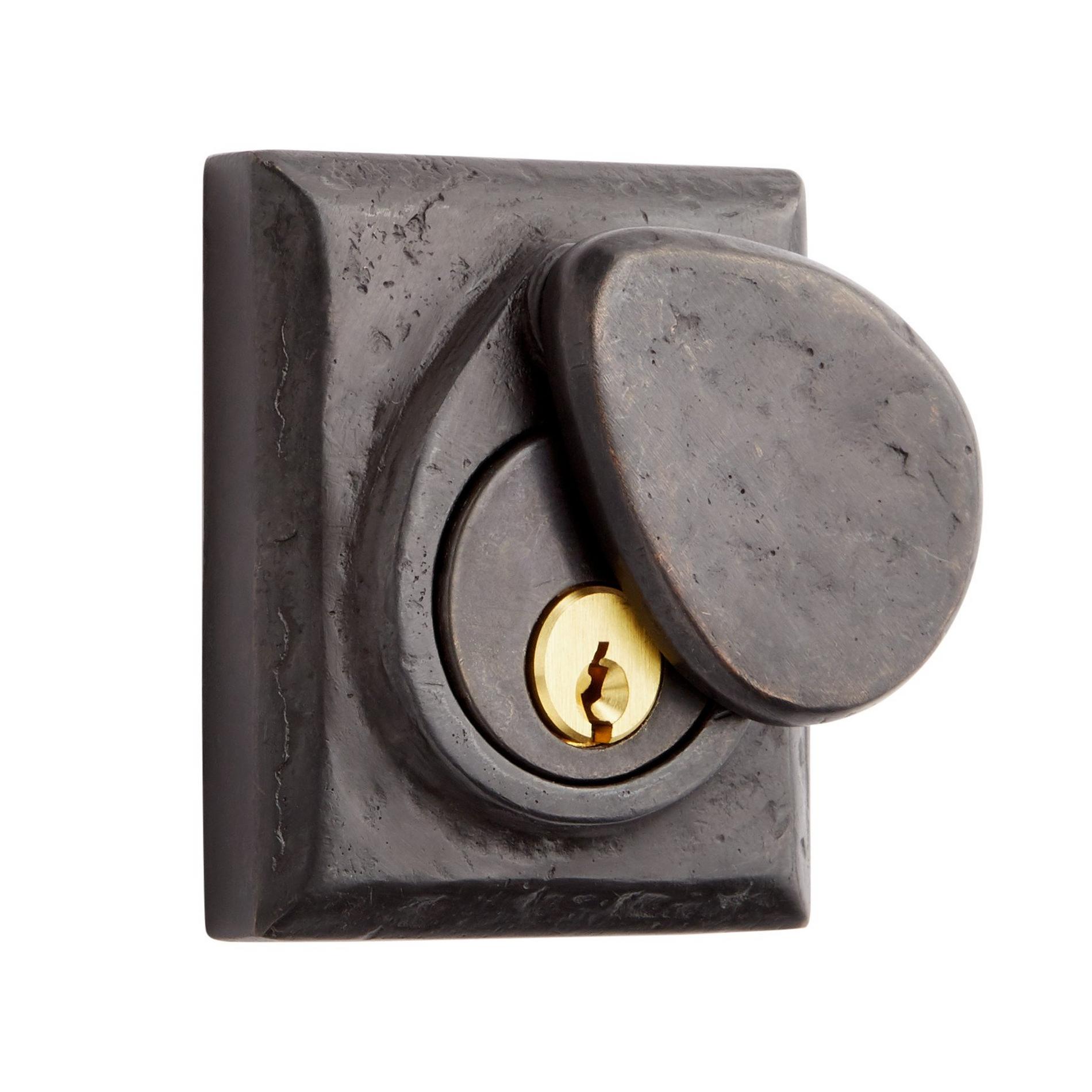 Solid Bronze Rectangular Deadbolt Lock - Dark Bronze | Signature Hardware