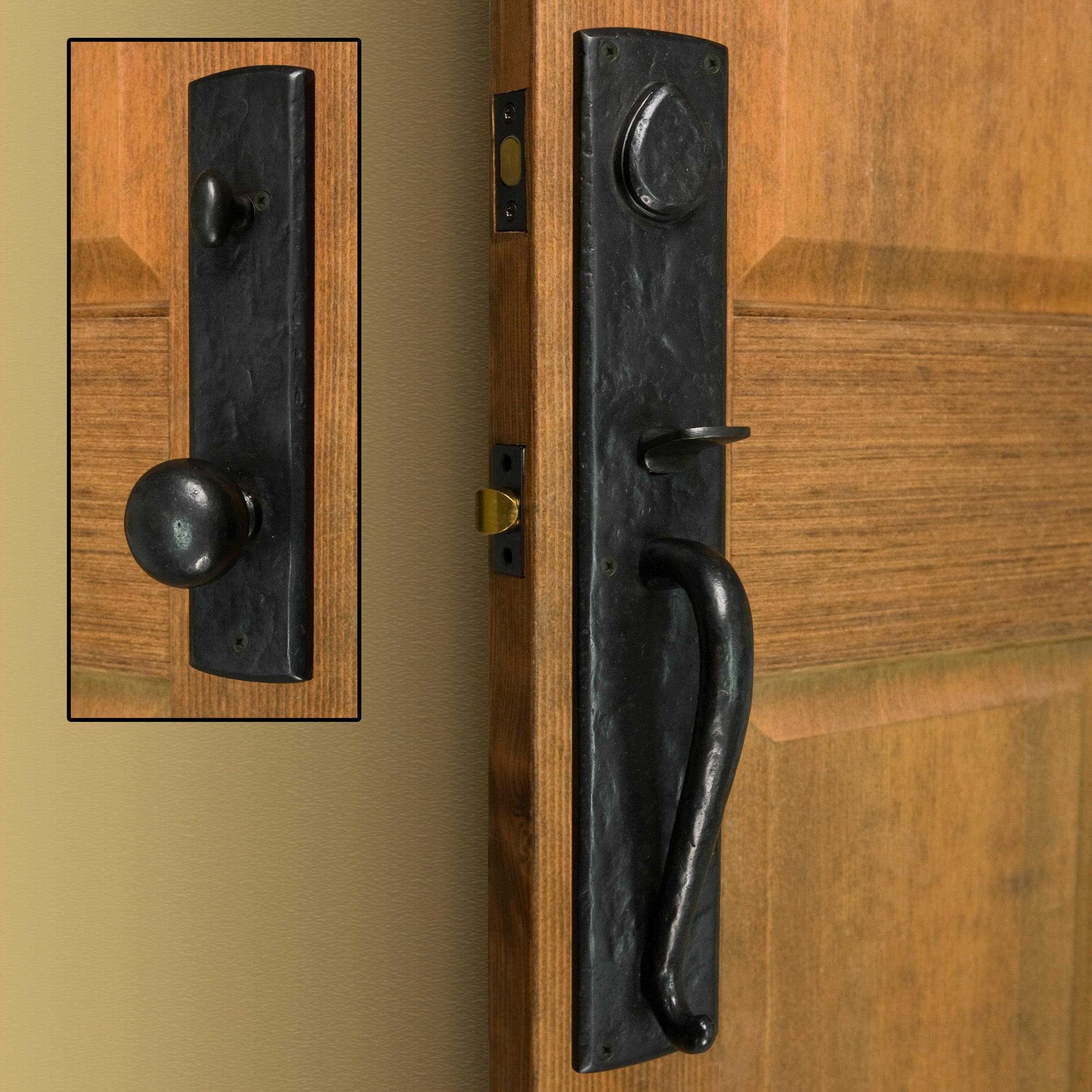 Bullock Solid Bronze Lever Entrance Door Set - Inside Round Knob ...