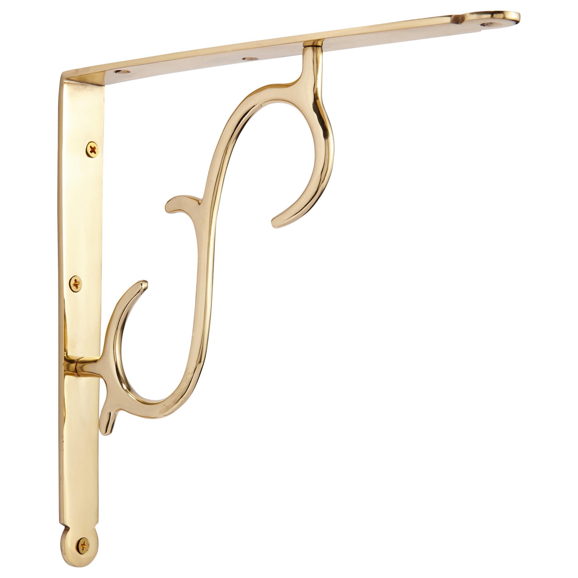 Simple Scrollwork Brass Shelf Bracket - Polished Brass | Signature Hardware
