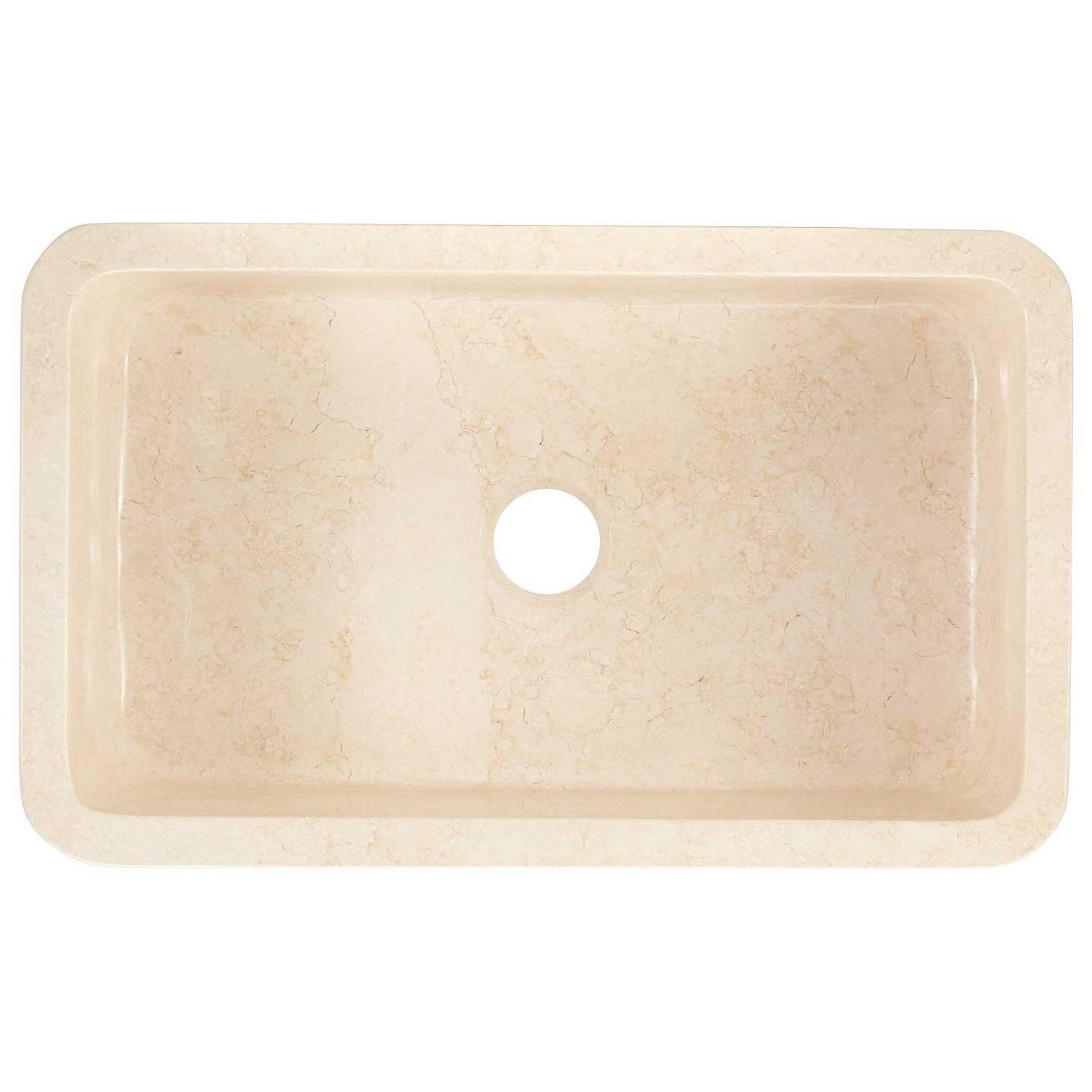 30" Vine Design Polished Marble Farmhouse Sink - Cream Egyptian ...