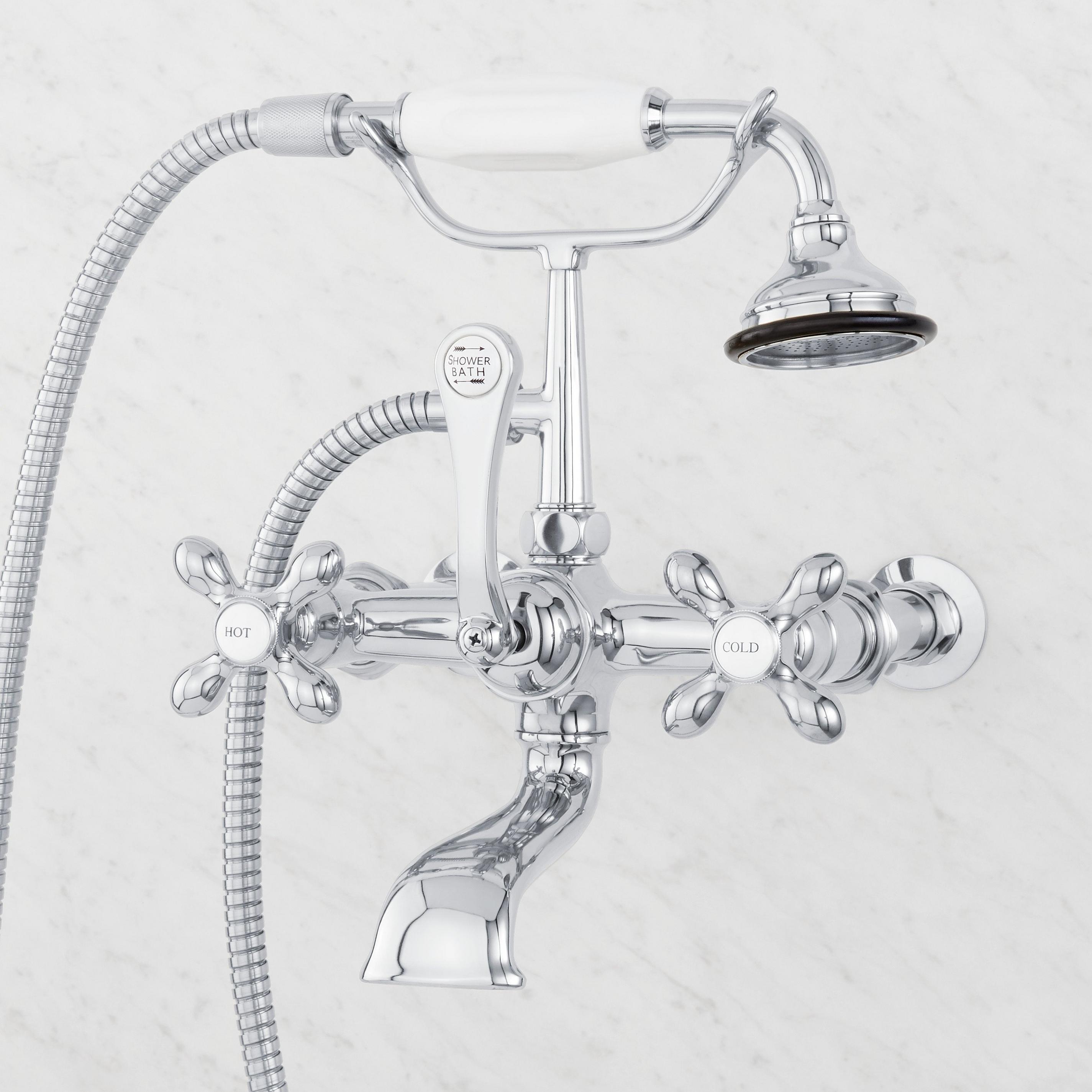 Wall-Mount Telephone Tub Faucet and Hand Shower - Cross Handles ...
