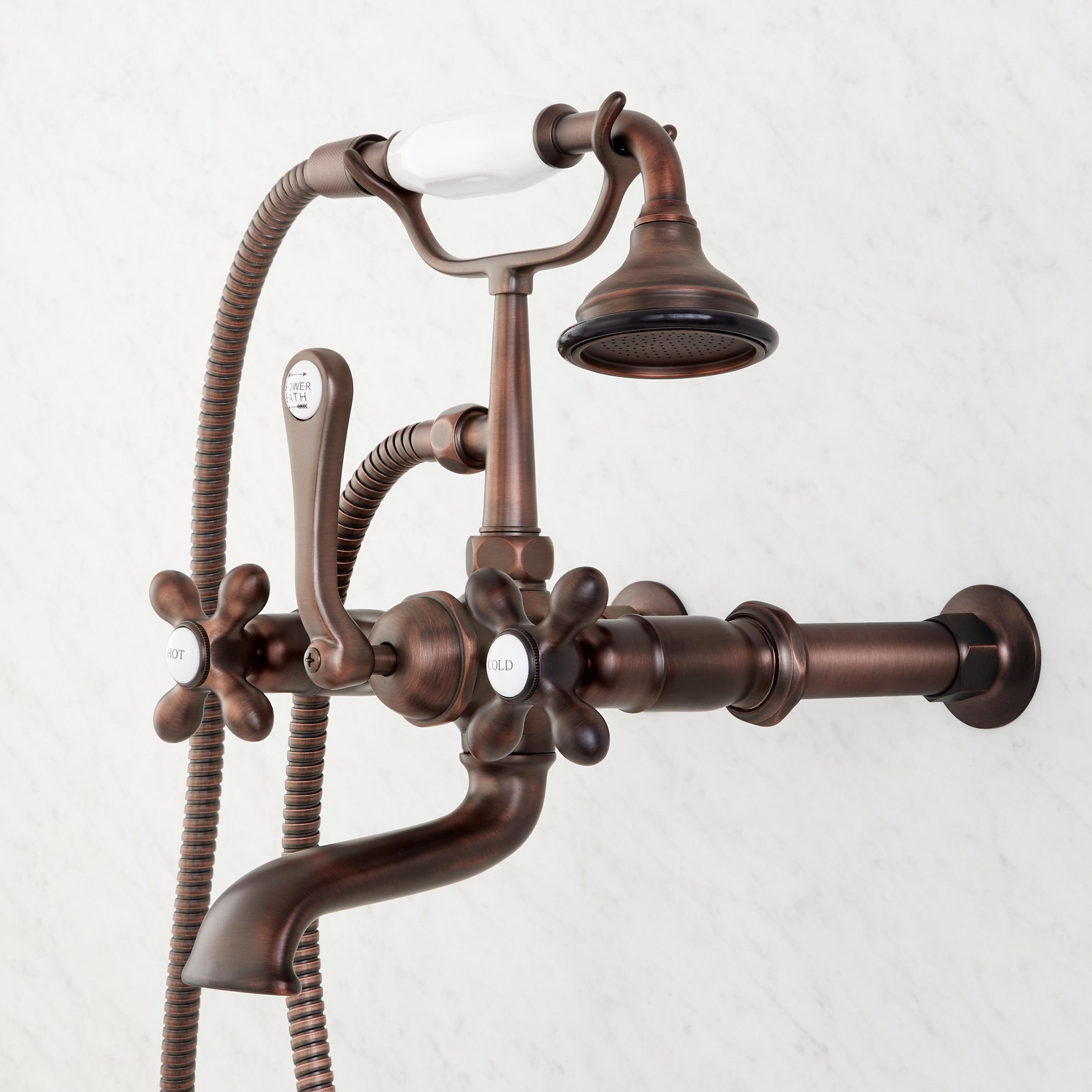 Wall-Mount Telephone Tub Faucet and Hand Shower - Cross Handles ...
