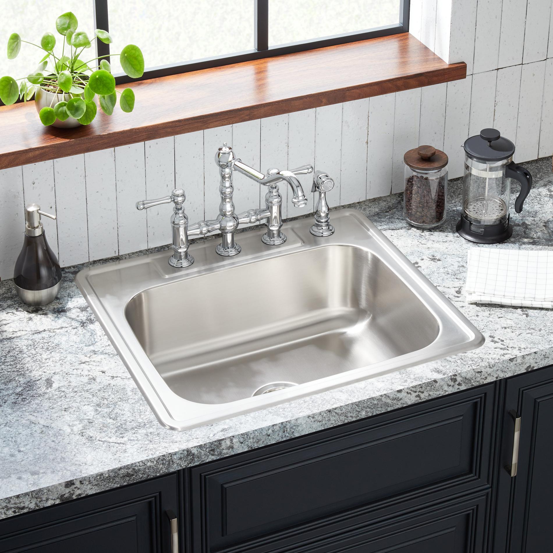 25" Infinite Rectangular Stainless Steel Drop-In Sink | Signature Hardware