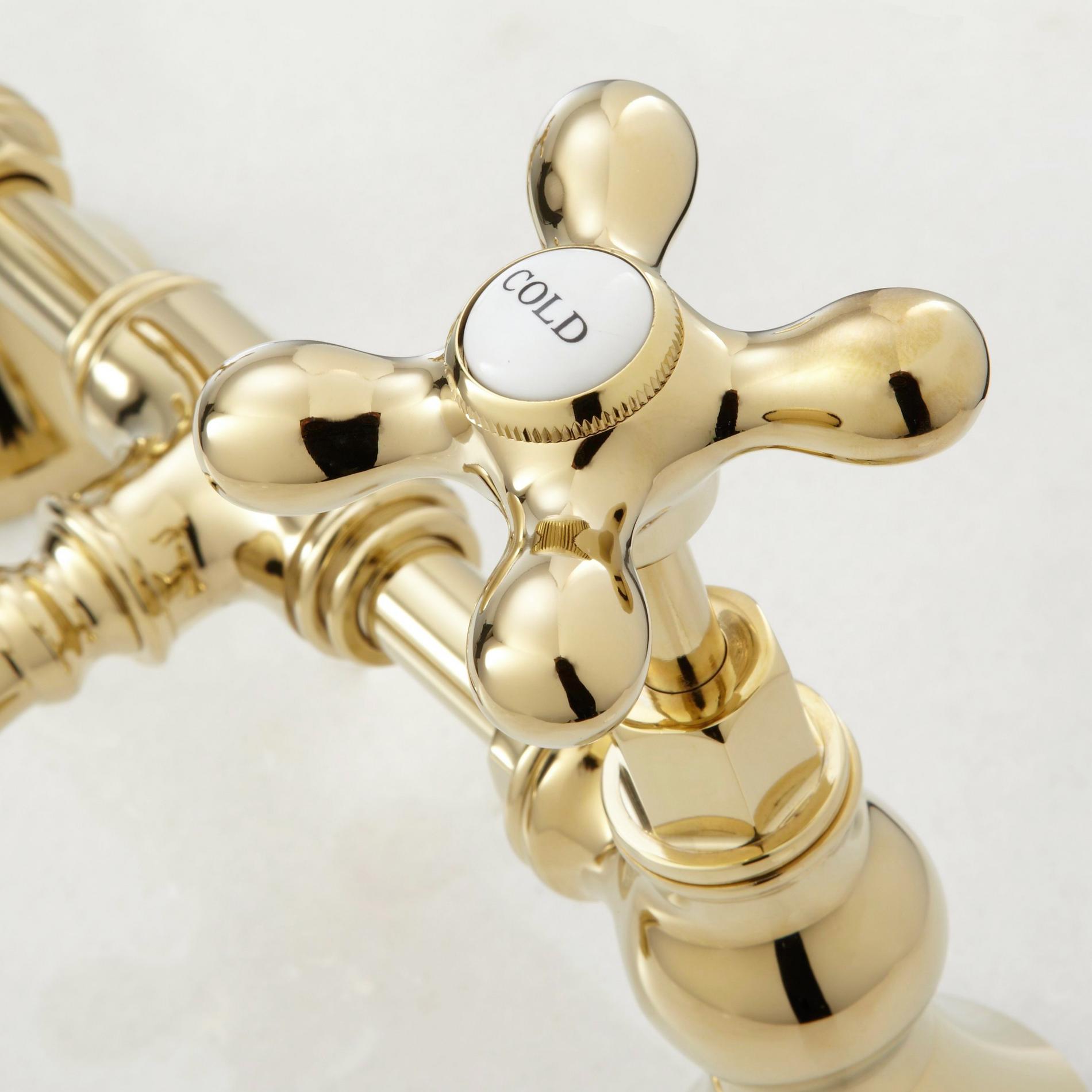 Monroe Bridge Bathroom Faucet - Cross Handles - Overflow - Polished ...
