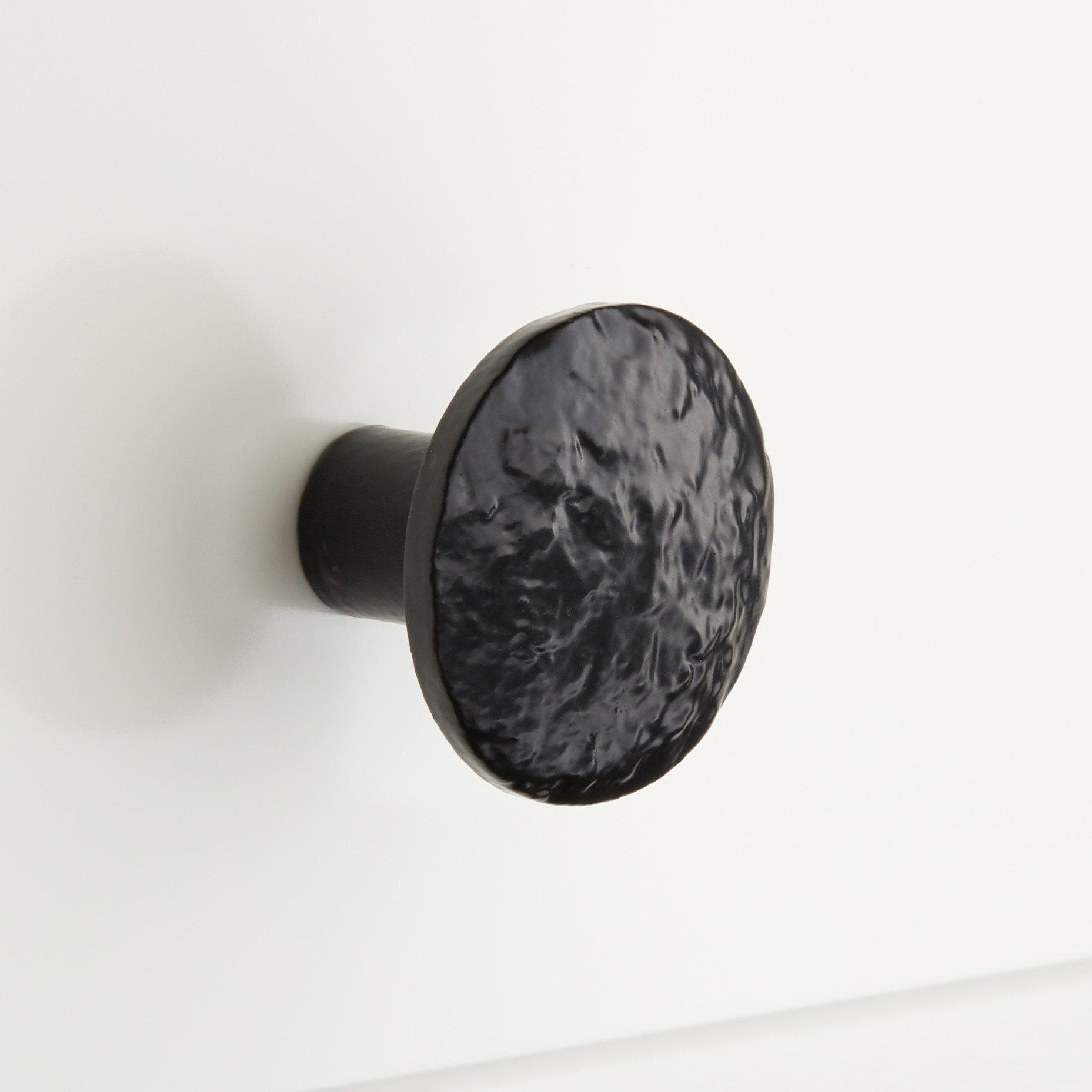 Textured Cast Iron Round Knob - Matte Black | Signature Hardware