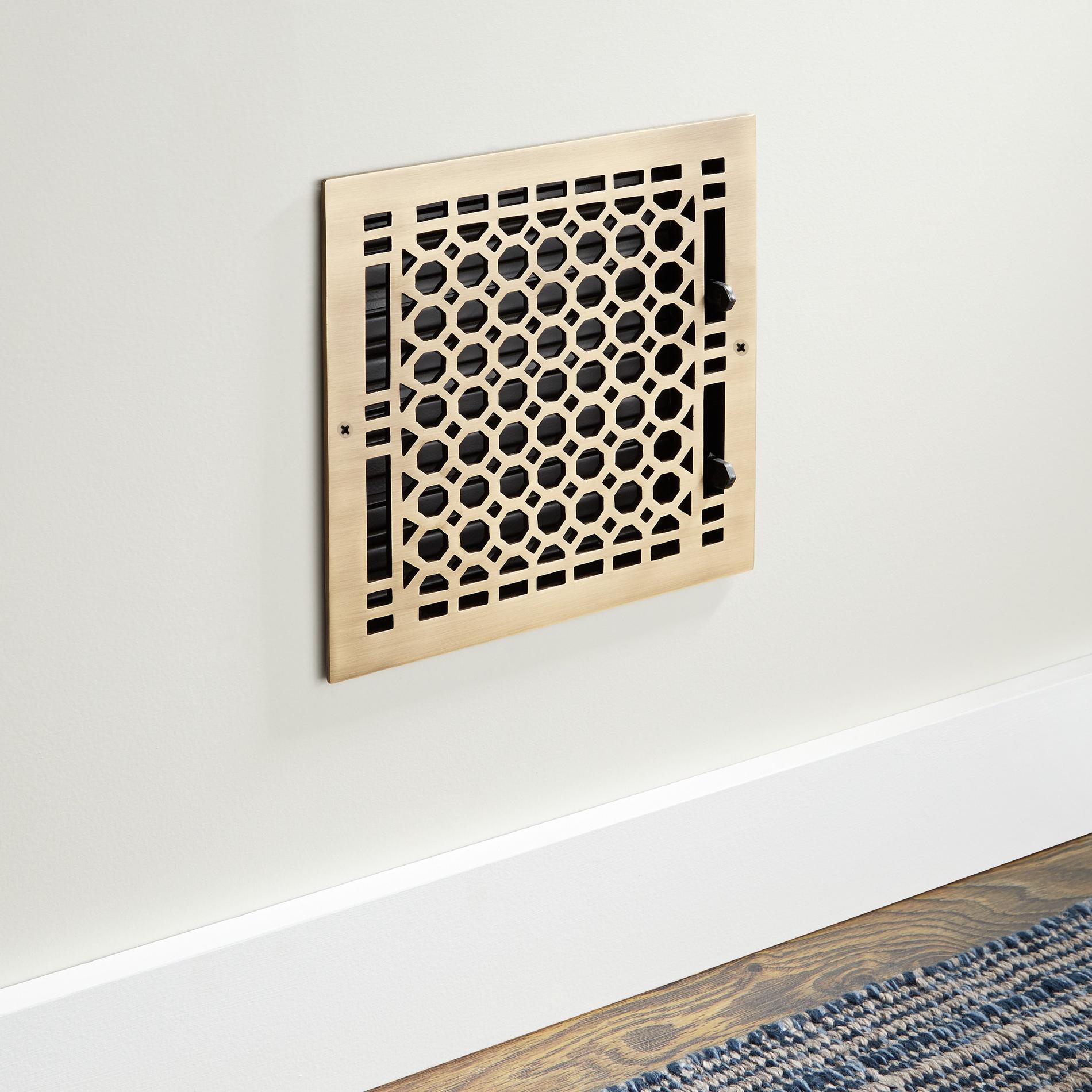 Honeycomb Brass Wall Register - Antique Brass 10"x10" (11"x11" Overall ...