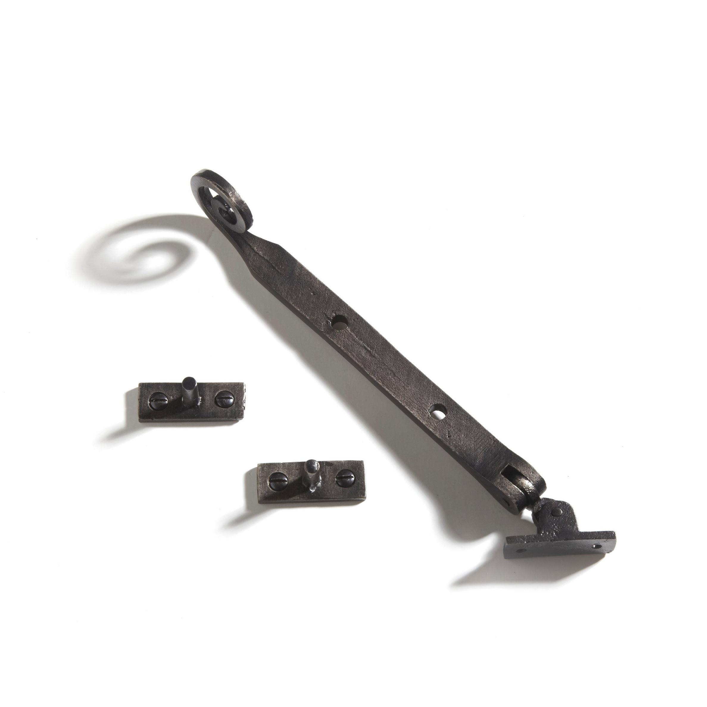 10" Cast Iron Curly Casement Window Stay - Matte Black Powder Coat ...