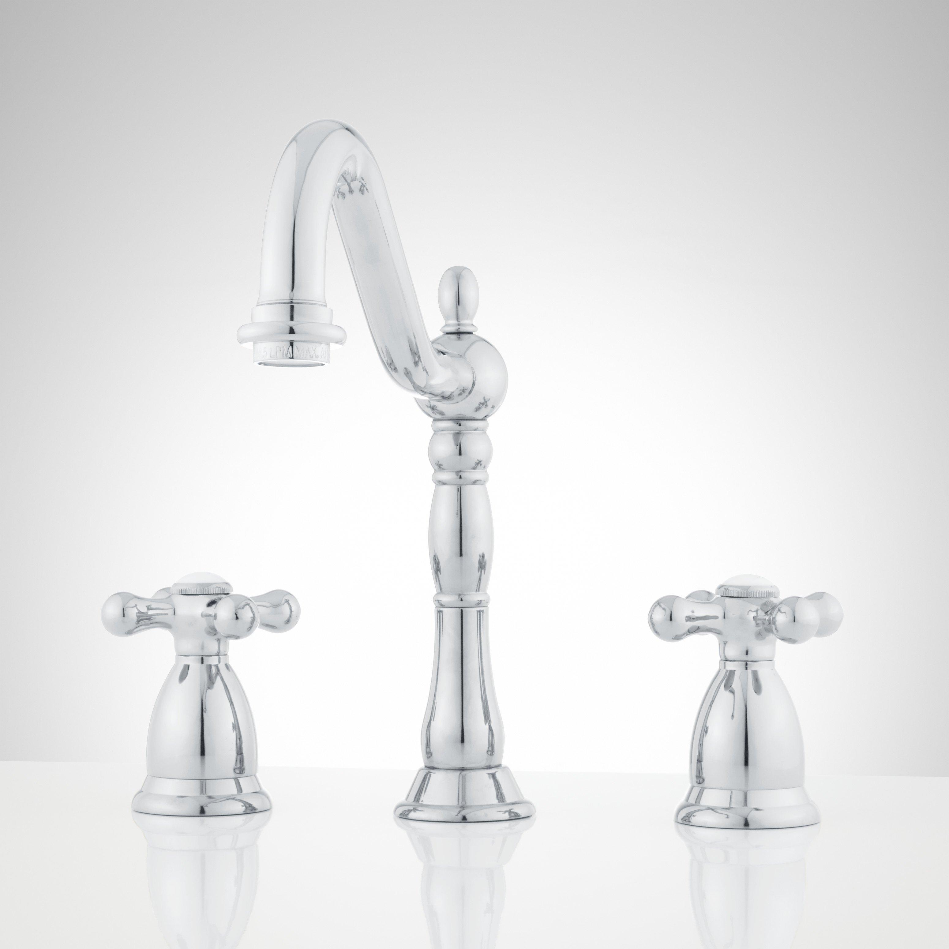 Victorian Widespread Bathroom Faucet - Cross Handles - Chrome ...