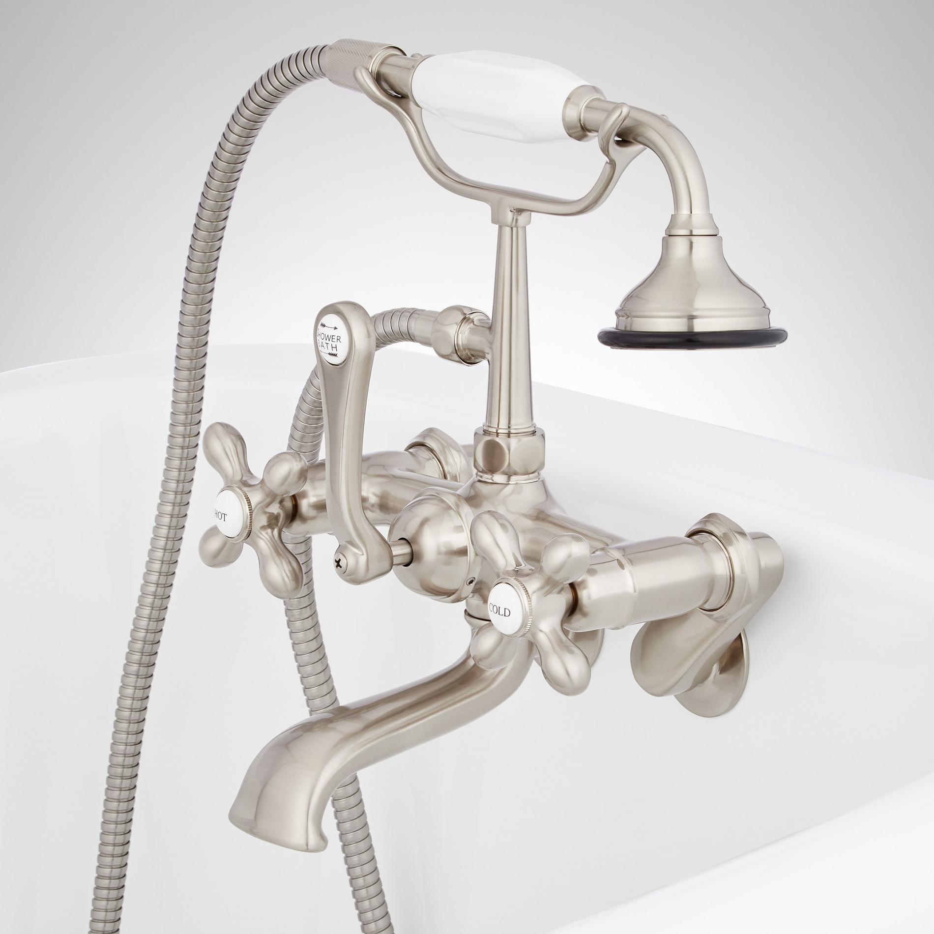 Tub Wall-Mount Telephone Faucet & Hand Shower - Cross Handle ...
