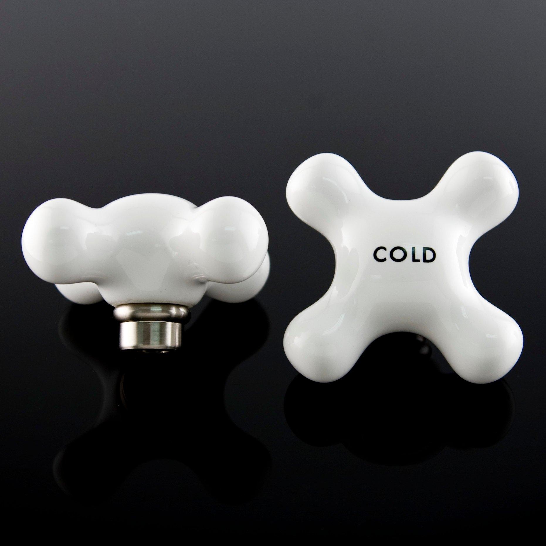 Large Porcelain Cross Handles - Pair of 2 - Polished Brass | Signature ...