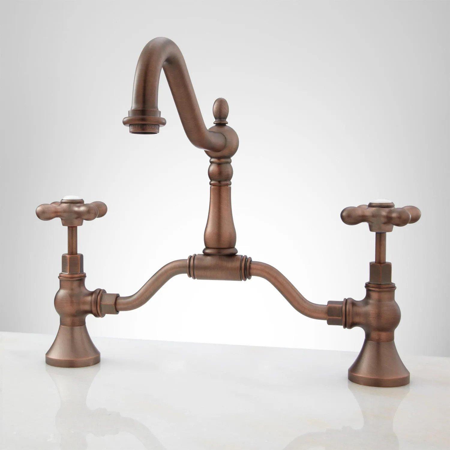 Elnora Bridge Bathroom Faucet - Cross Handles - Overflow - Oil Rubbed ...