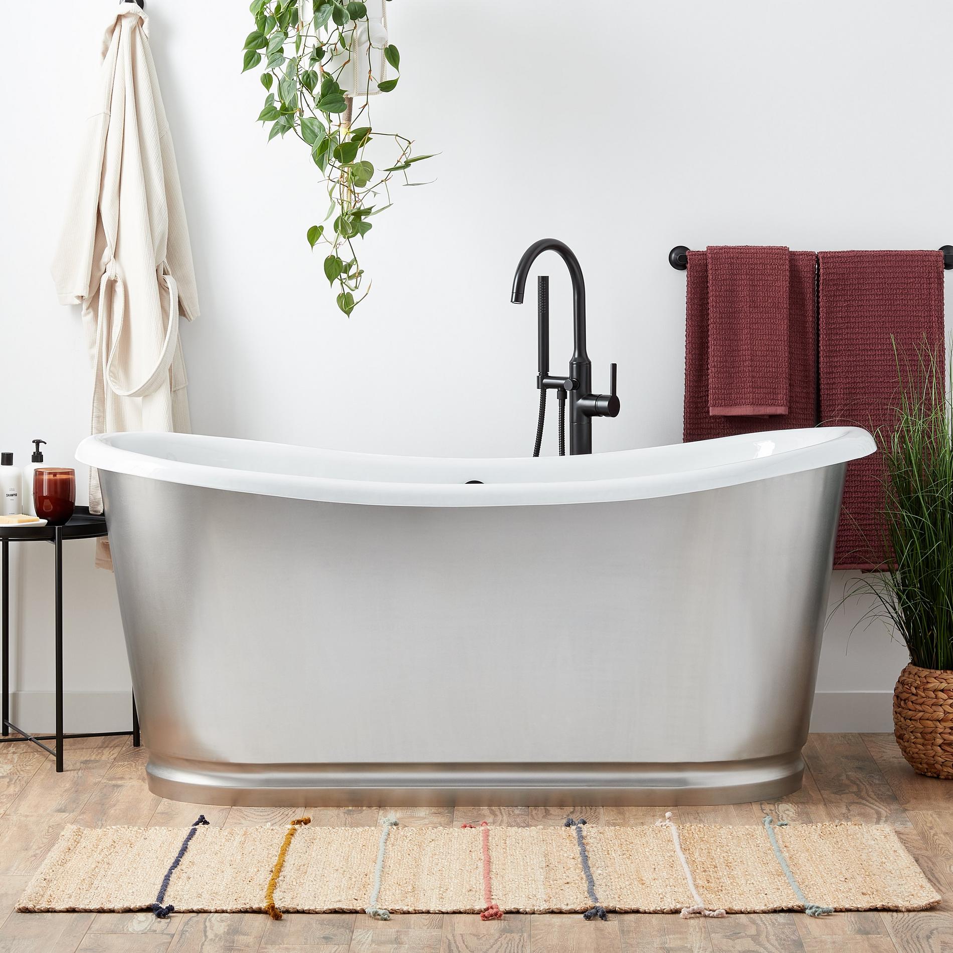 66" Dorset Bateau Cast Iron Skirted Tub - Stainless Steel Skirt ...