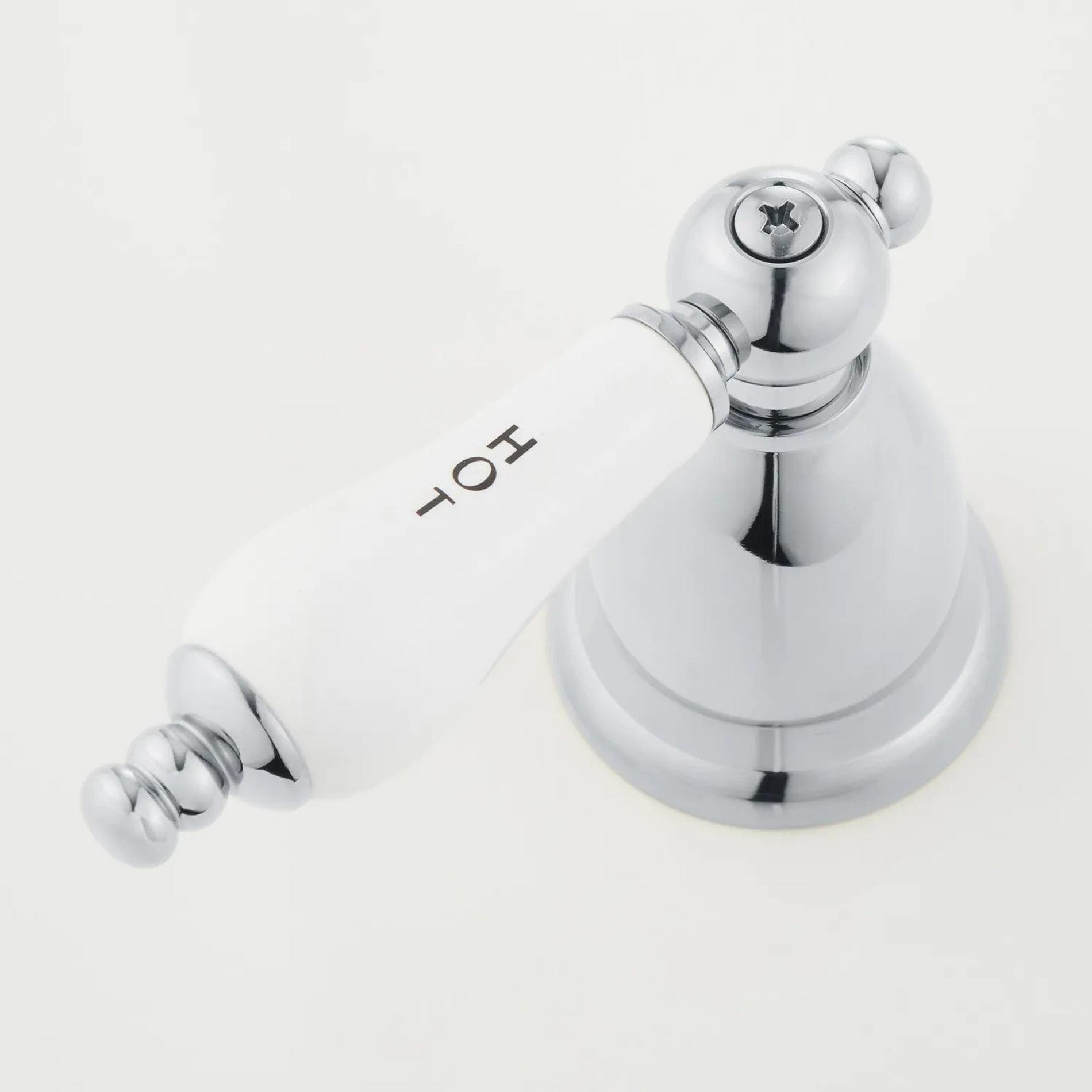 Victorian Gooseneck Bathroom Faucet - Porcelain Lever Handles - Chrome ...