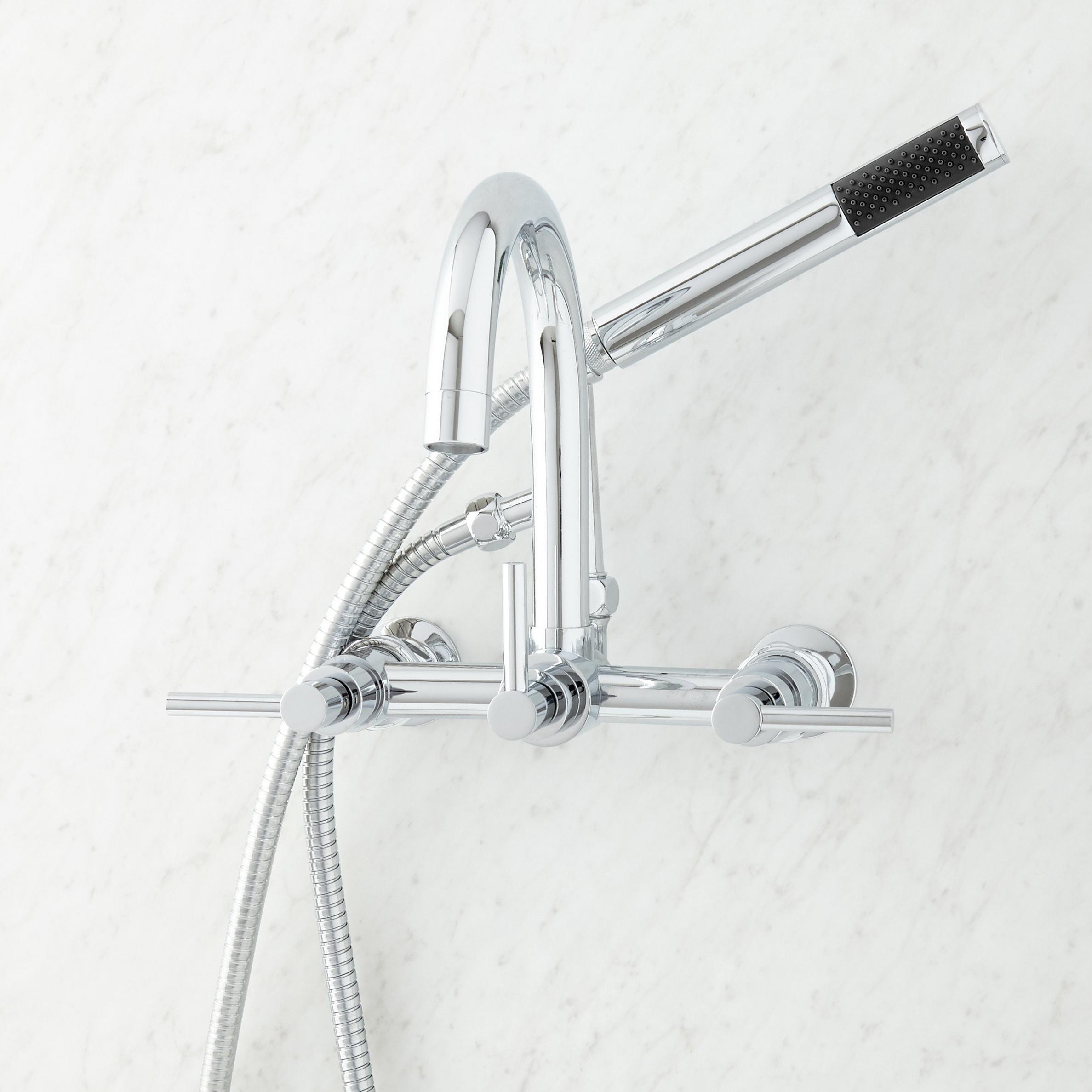 Sebastian Wall-Mount Tub Faucet with Lever Handles and Wall Couplers ...