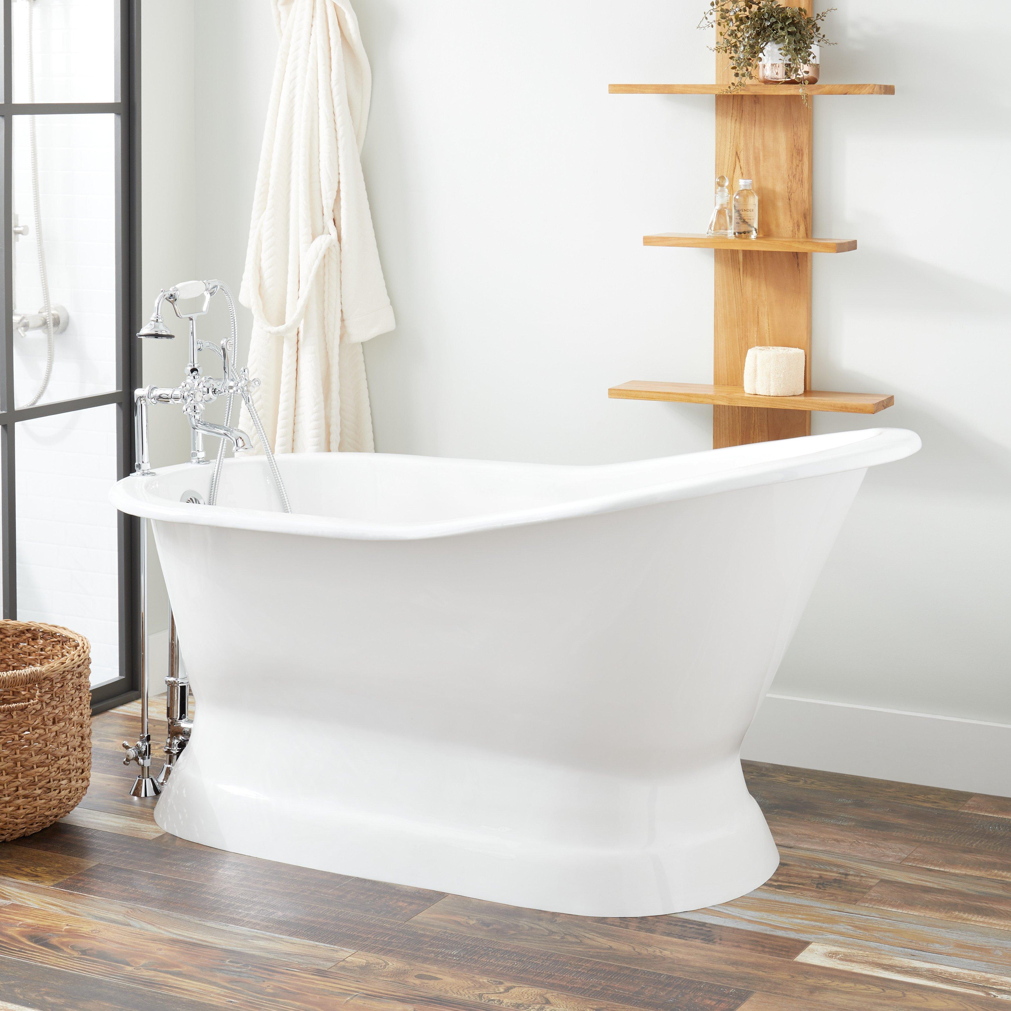 68" Ryan Cast Iron Slipper Pedestal Tub - Overflow - 7" Rim Holes ...