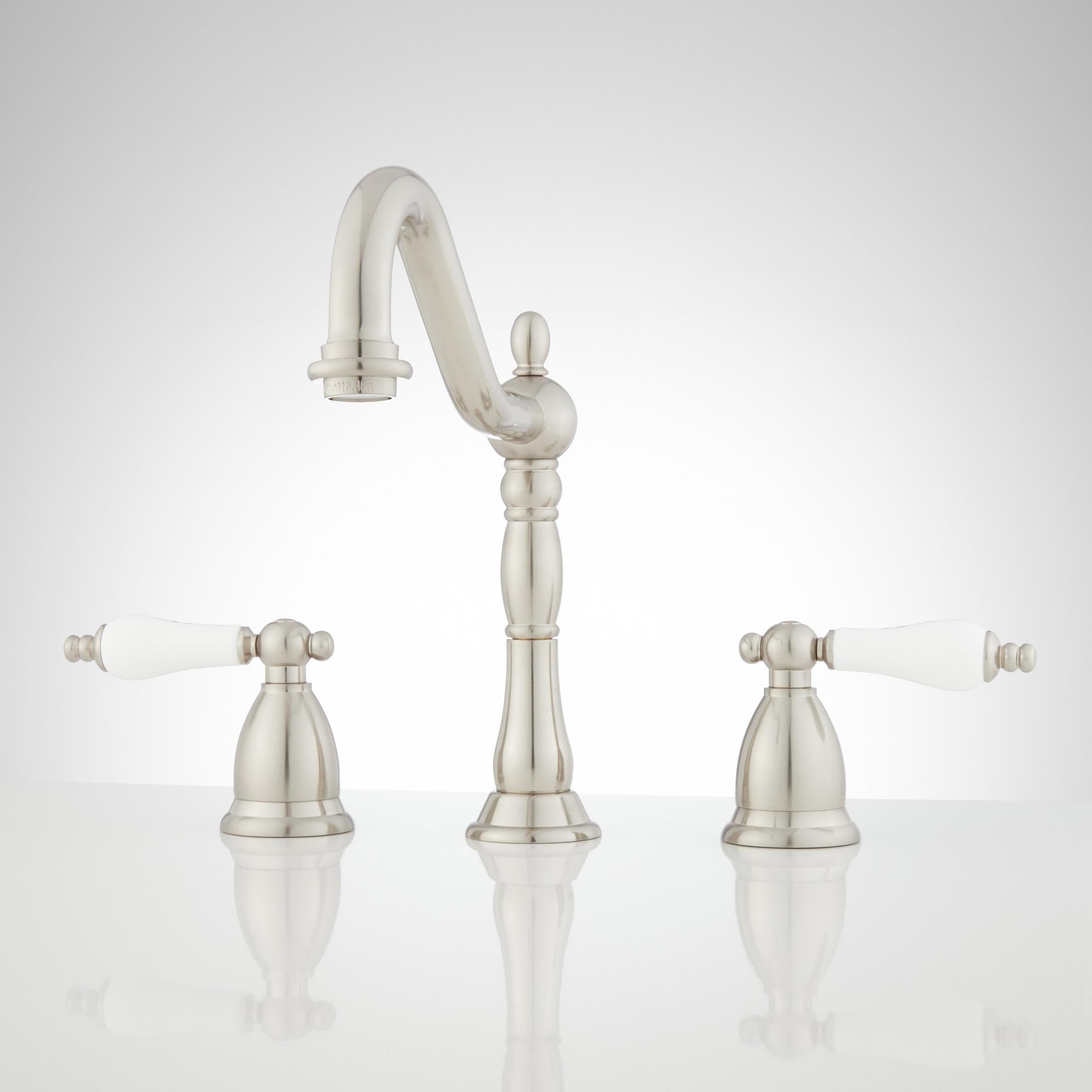 Victorian Widespread Bathroom Faucet - Porcelain Lever Handles ...