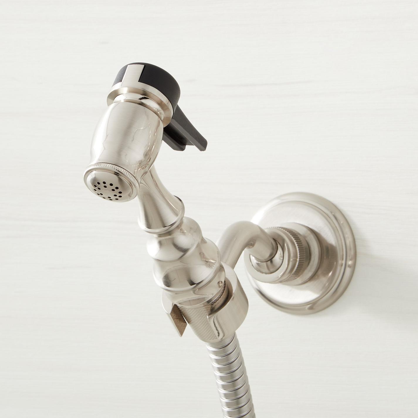 Felicity Wall-Mount Kitchen Faucet with Side Spray - Brushed Nickel ...