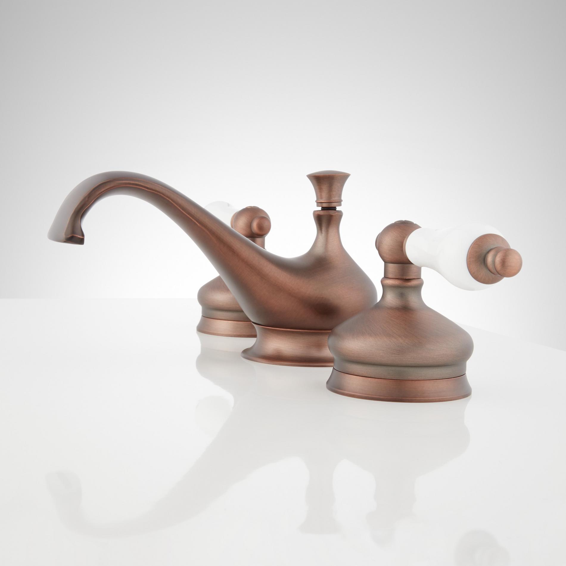 Shannon Widespread Bathroom Faucet - Porcelain Lever Handles - Polished ...