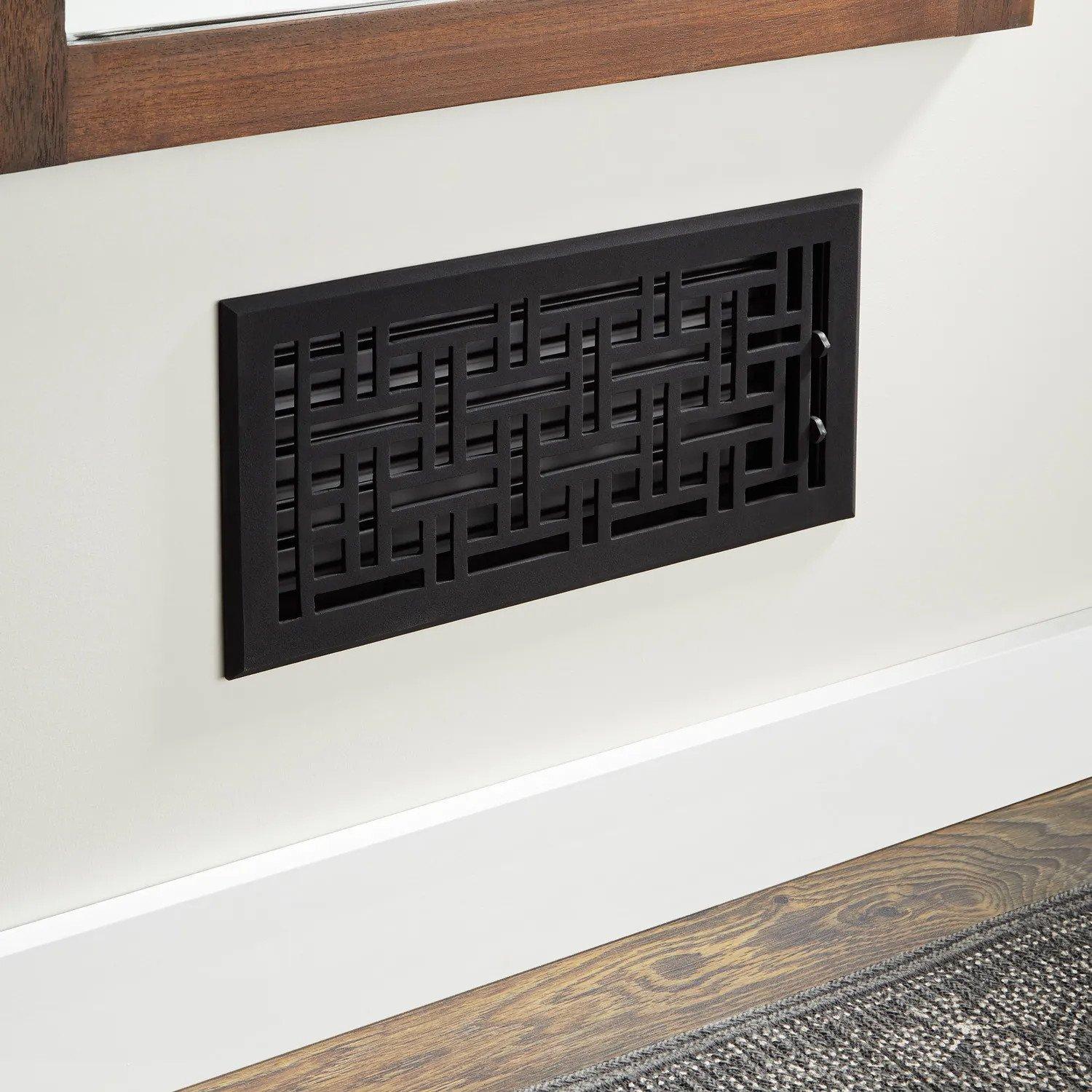 Wicker Style Cast Iron Wall Register - 8" x 14" (9-3/8" x 15-1/4 ...