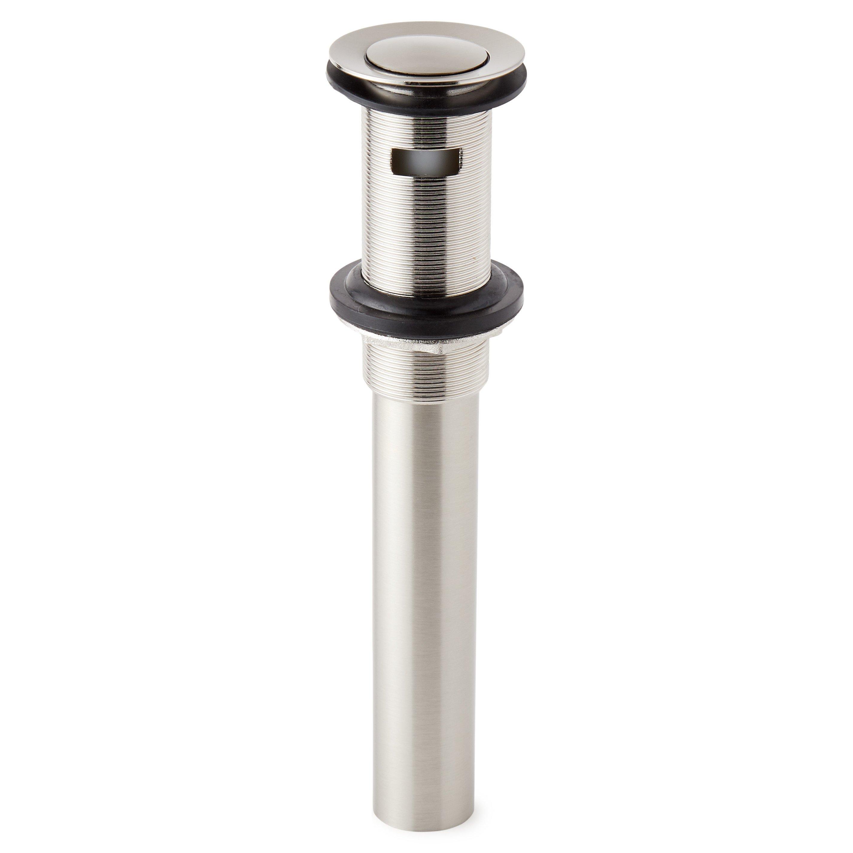 Extended Press Type Pop-Up Bathroom Drain - Overflow Hole - Brushed ...