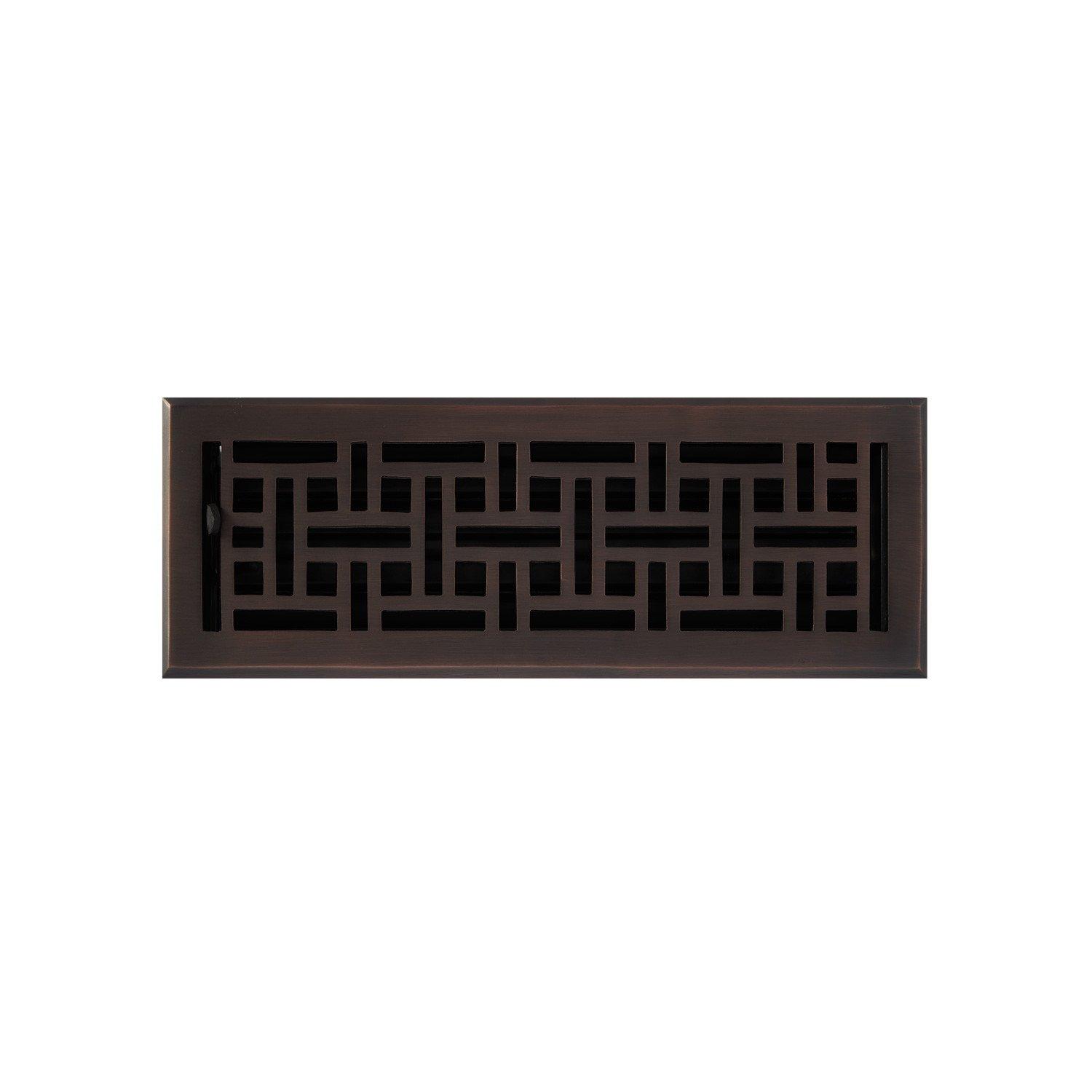 Wicker Style Brass Floor Register - Bronze 4"x12" (5-1/8"x13-5/8 ...