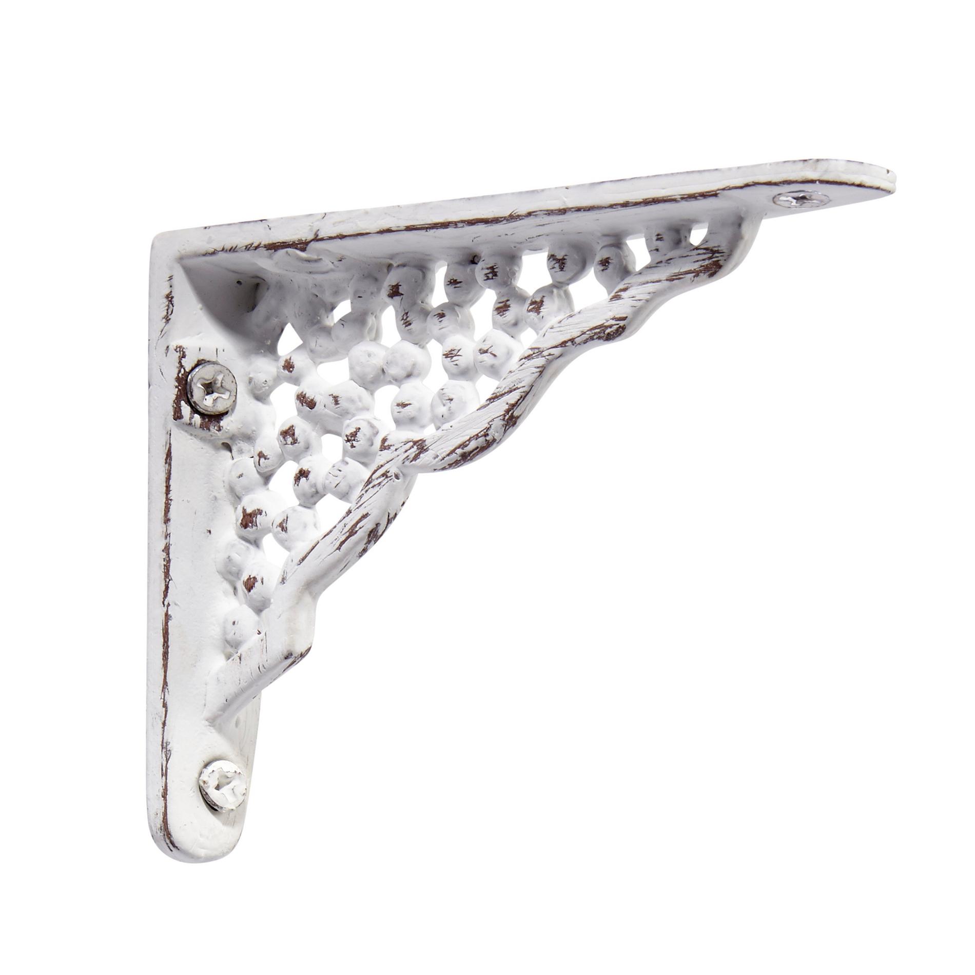 Small Honeycomb Cast Iron Shelf Bracket - Distressed White | Signature ...