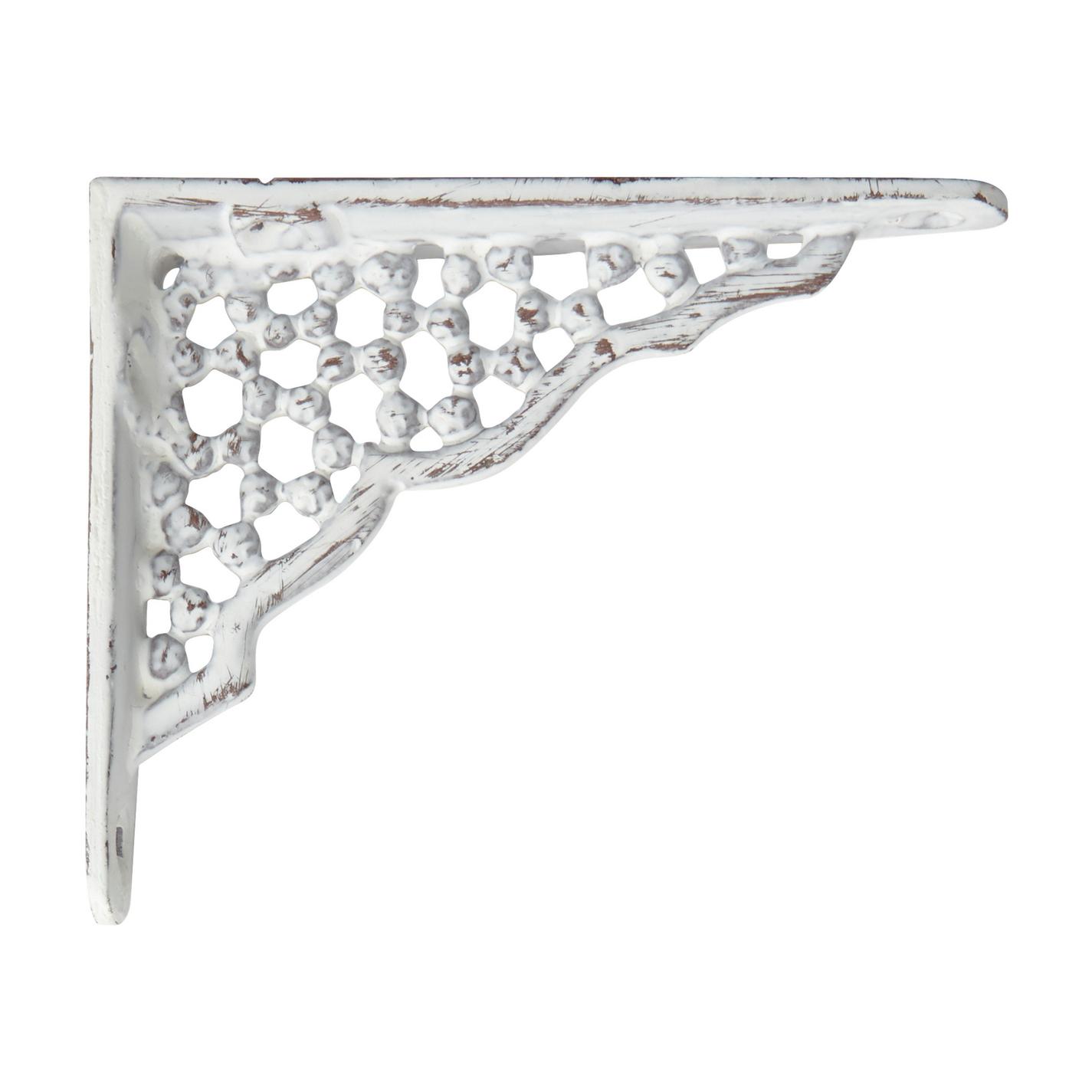 Small Honeycomb Cast Iron Shelf Bracket - Distressed White | Signature ...
