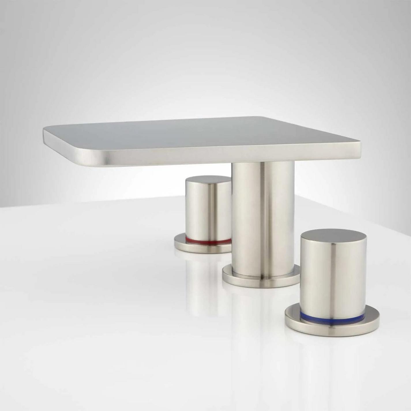 Knox Widespread Waterfall Faucet with Pop-Up Drain - Overflow - Brushed ...