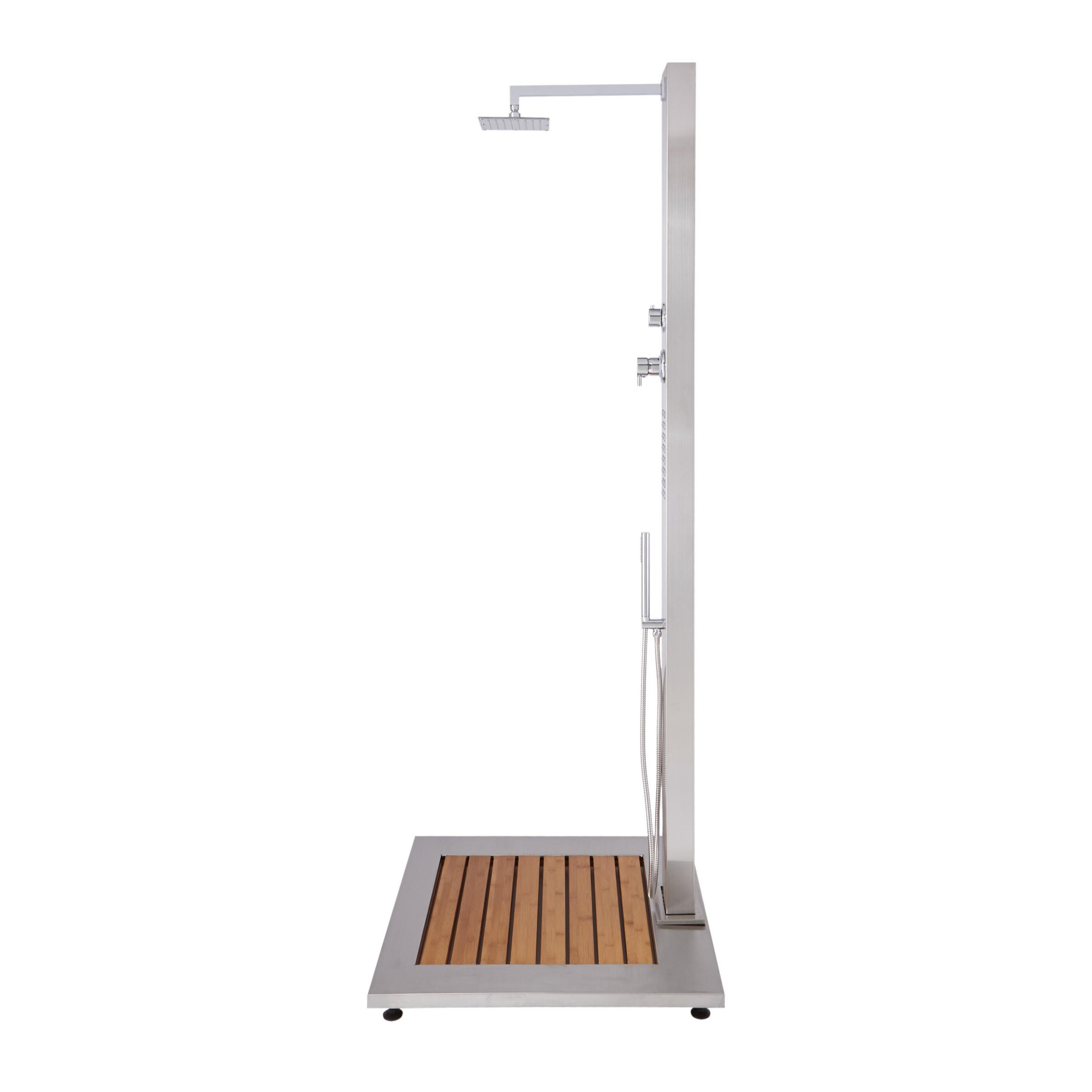 Abner Outdoor Stainless Steel Shower Panel with Bamboo Tray | Signature ...
