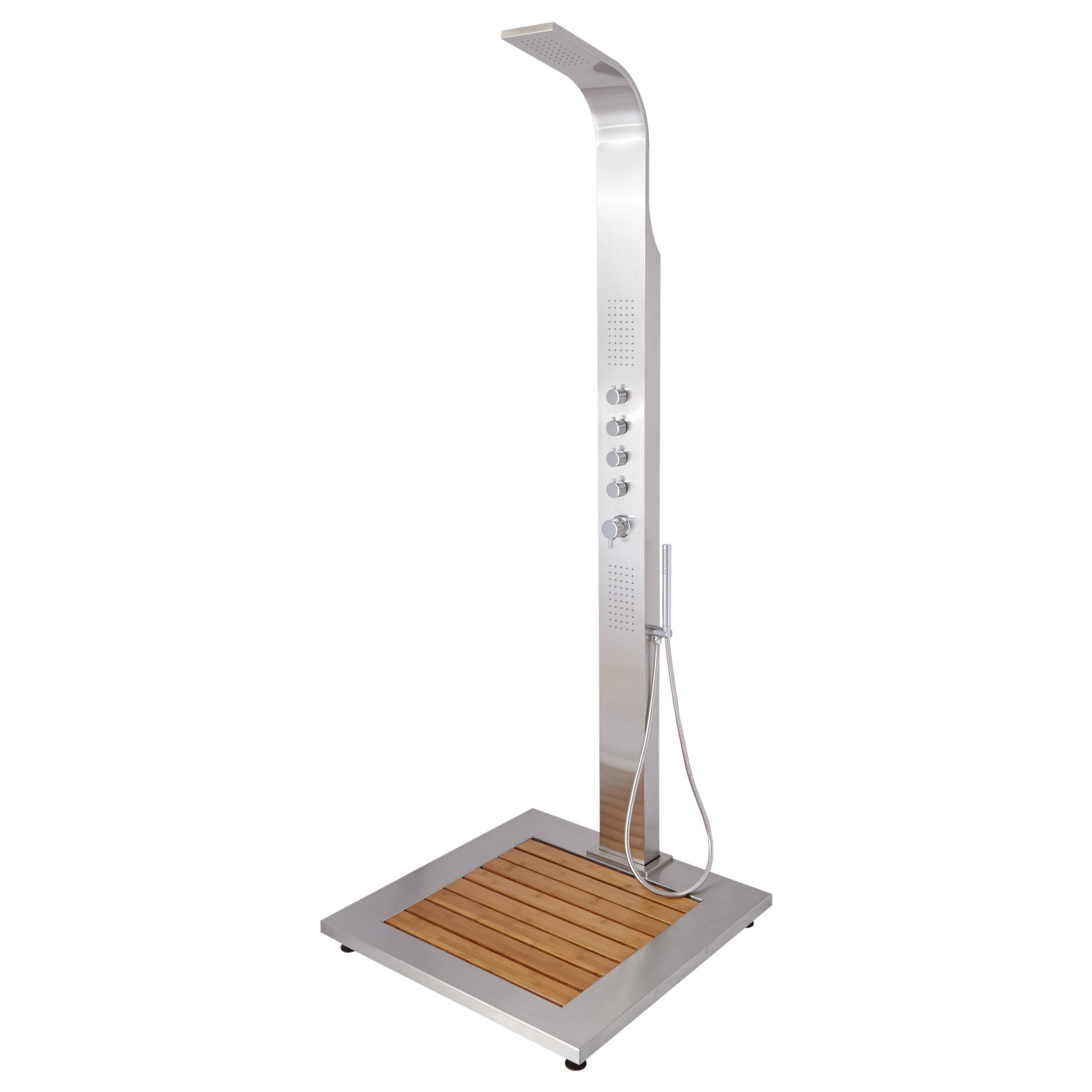 Alvin Outdoor Stainless Steel Shower Panel with Bamboo Tray | Signature ...